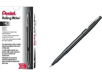 Pentel Rolling Writer Rollerball Pens, Medium Point, Ink, 12/Pack (R100 ...