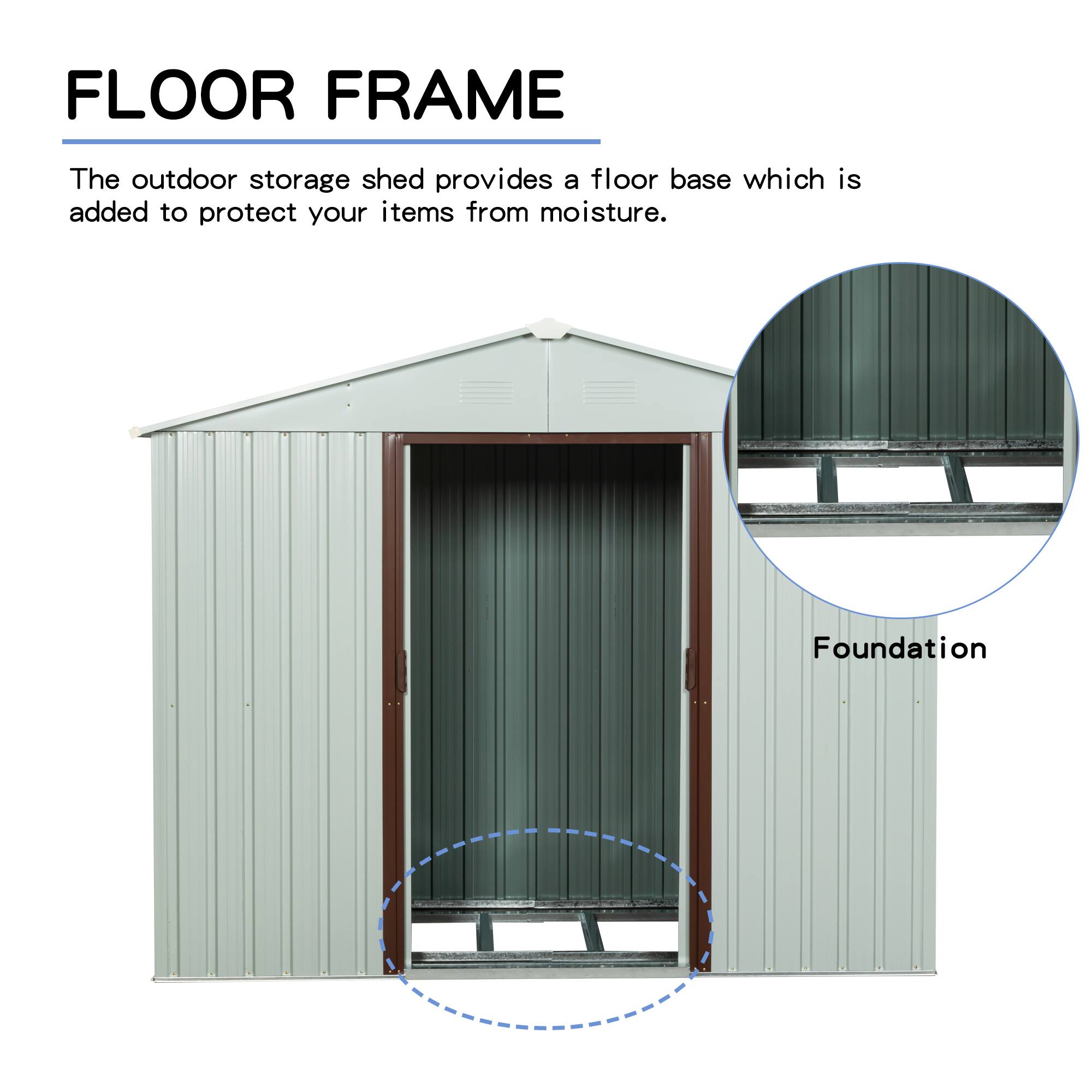 Mondawe 6ft x 5ft Outdoor Metal Storage Shed with Metal foundation ...