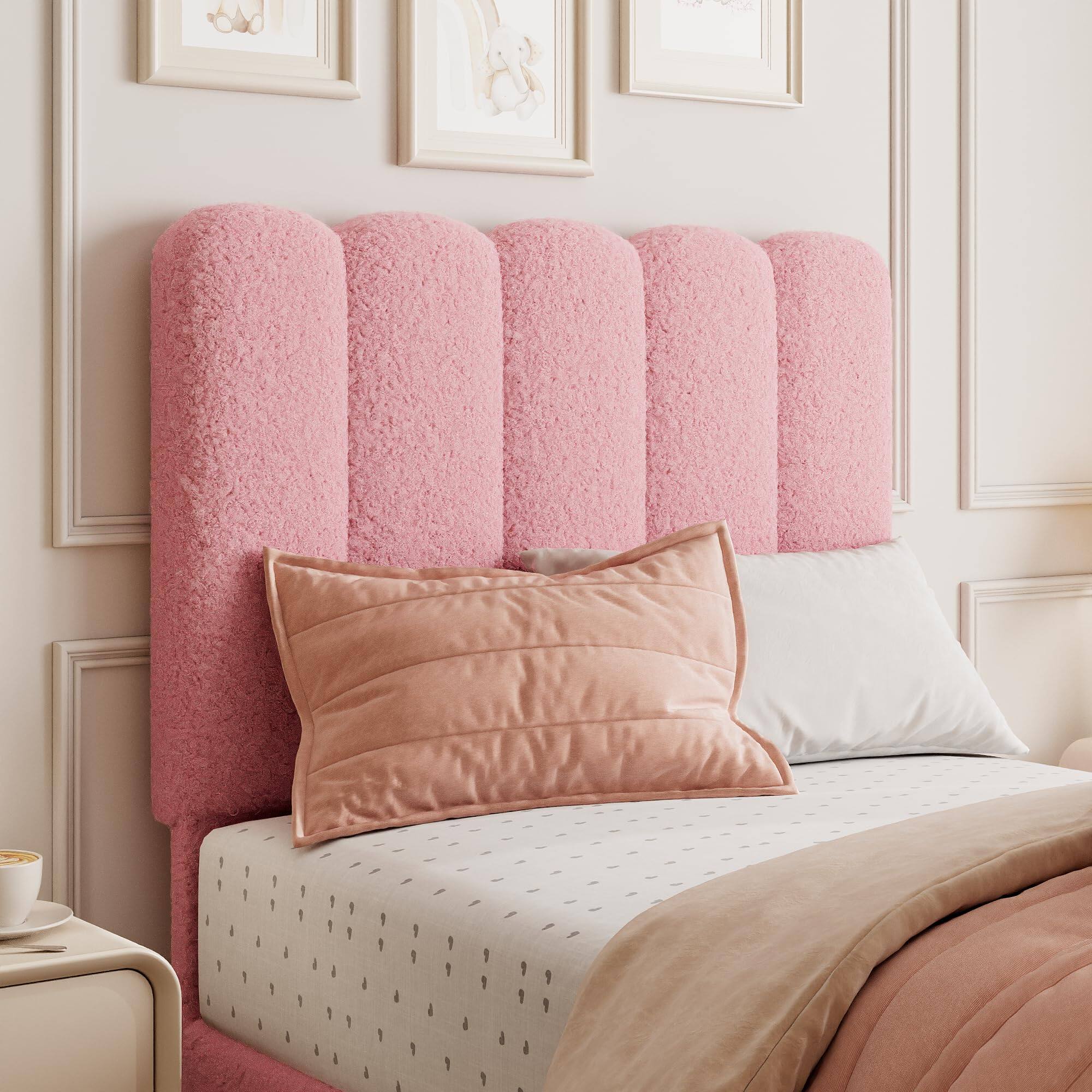 Homhougo Twin Bed Frame with Under Bed Drawer, Boucle Upholstered ...