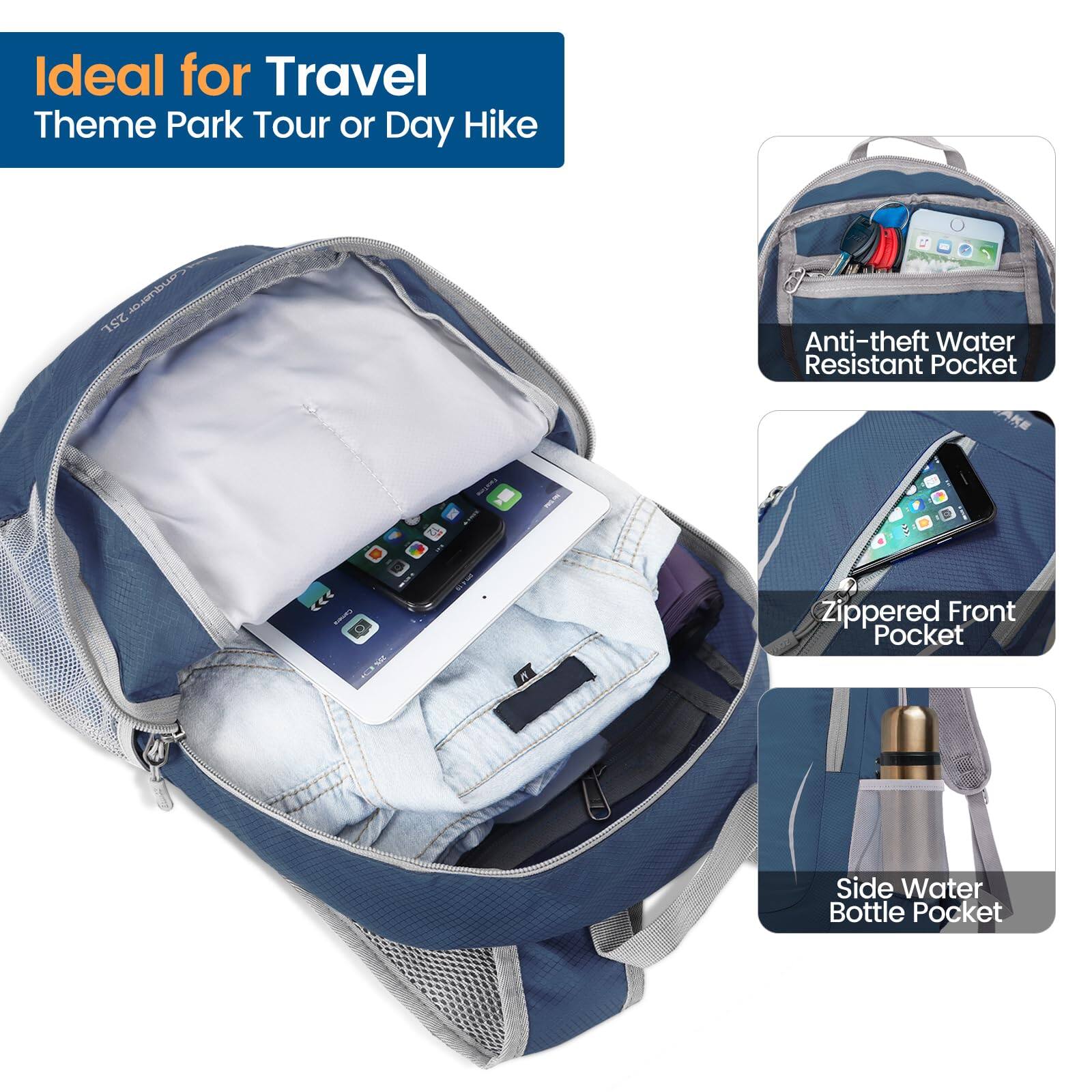 Live At Space Ultra Lightweight Packable Backpack 25l Foldable Hiking ...