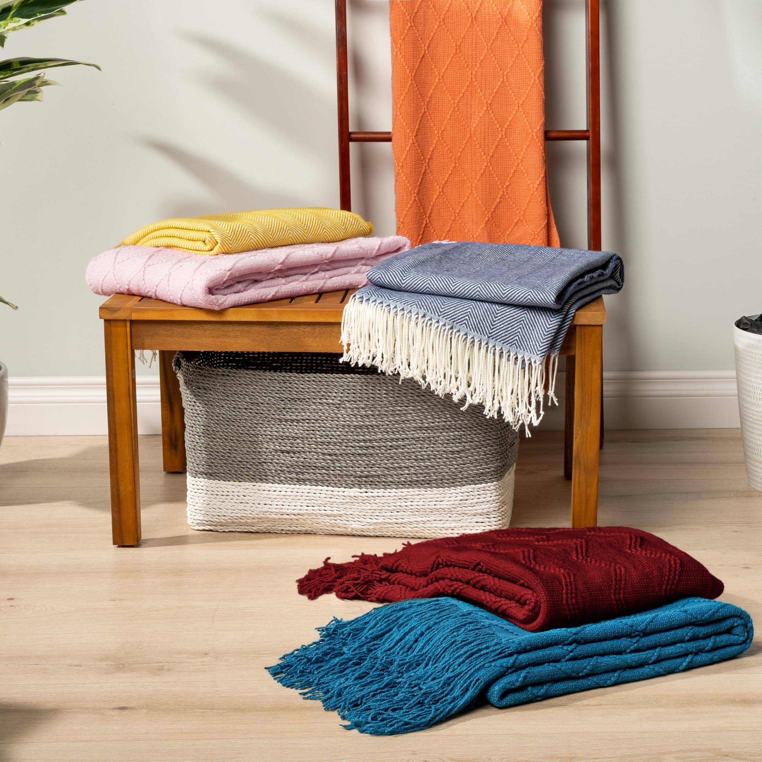 Paradigms Interiors Maroon Knit Throw Blanket For Couch Bed Soft ...