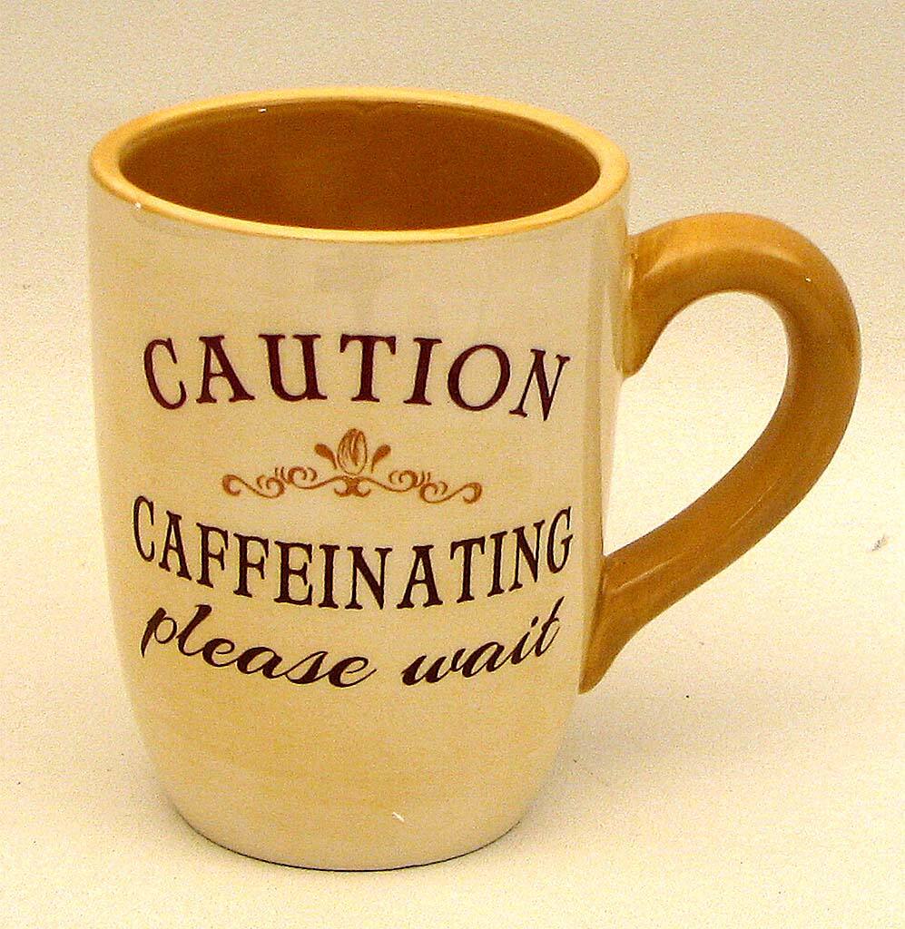 BreeBe Coffee Mug "Caution Caffeinating Please Wait" Yellow 049-15141A ...
