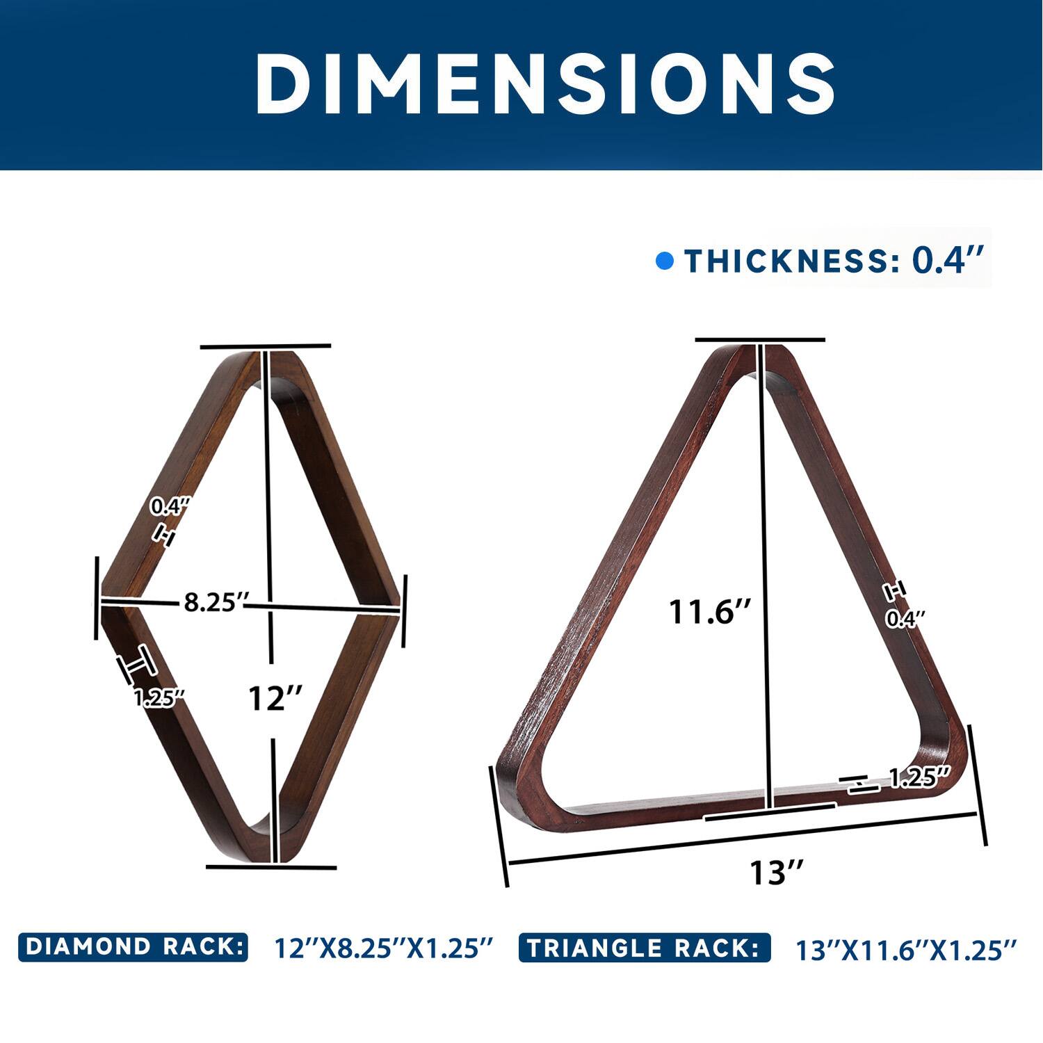 GSE Games & Sports Expert Solid Wood 8 Ball Triangle and 9 Ball Diamond ...