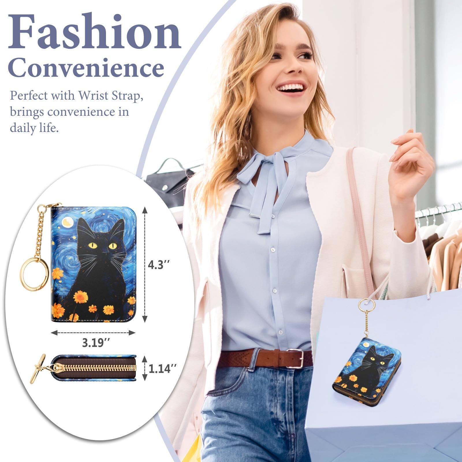 Jadie Link Credit Card Holder Rfid Wallet Women Small Leather Organizer Case Zipper Keychain ...