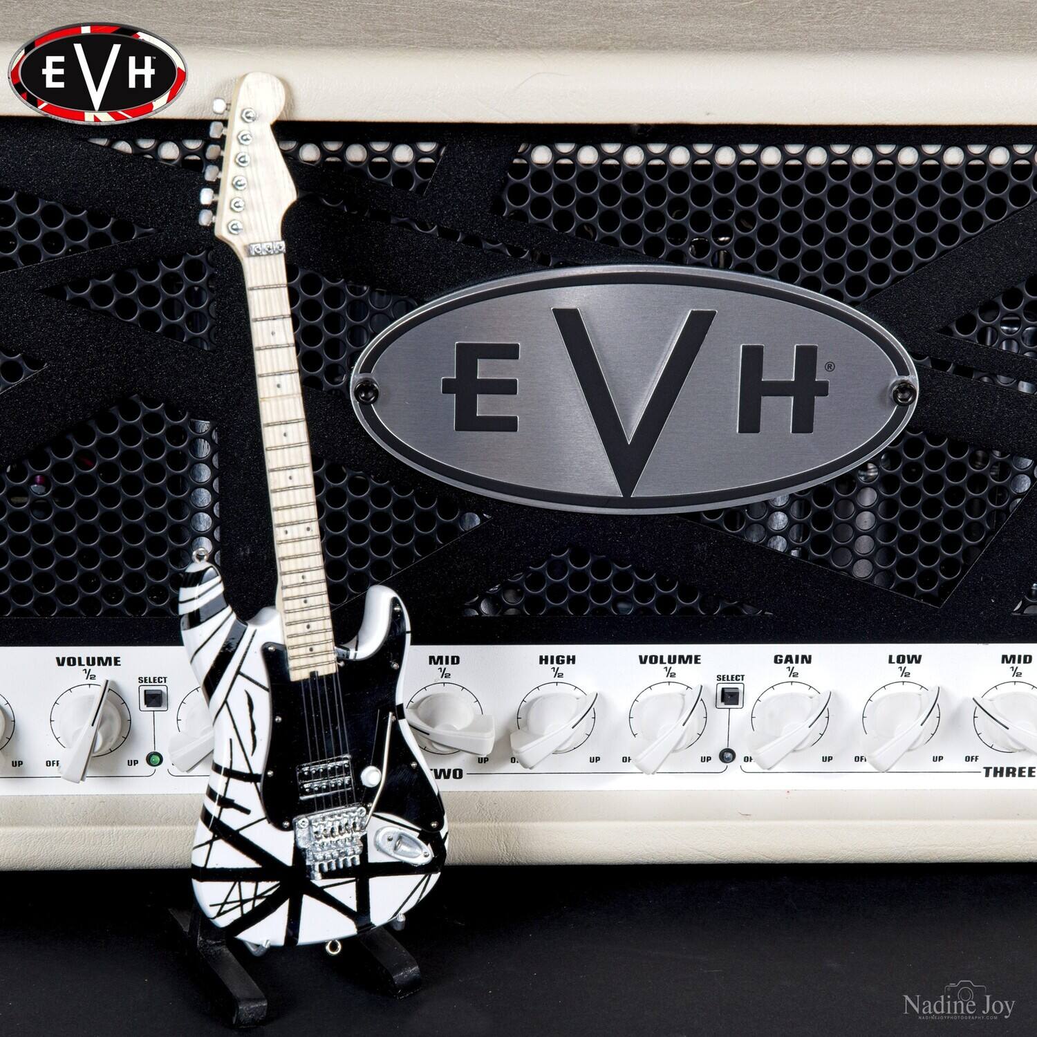 PopMarket Eddie Van Halen EVH Eddie Van Halen Black & White Mini Guitar Replica Collectible EVH ...