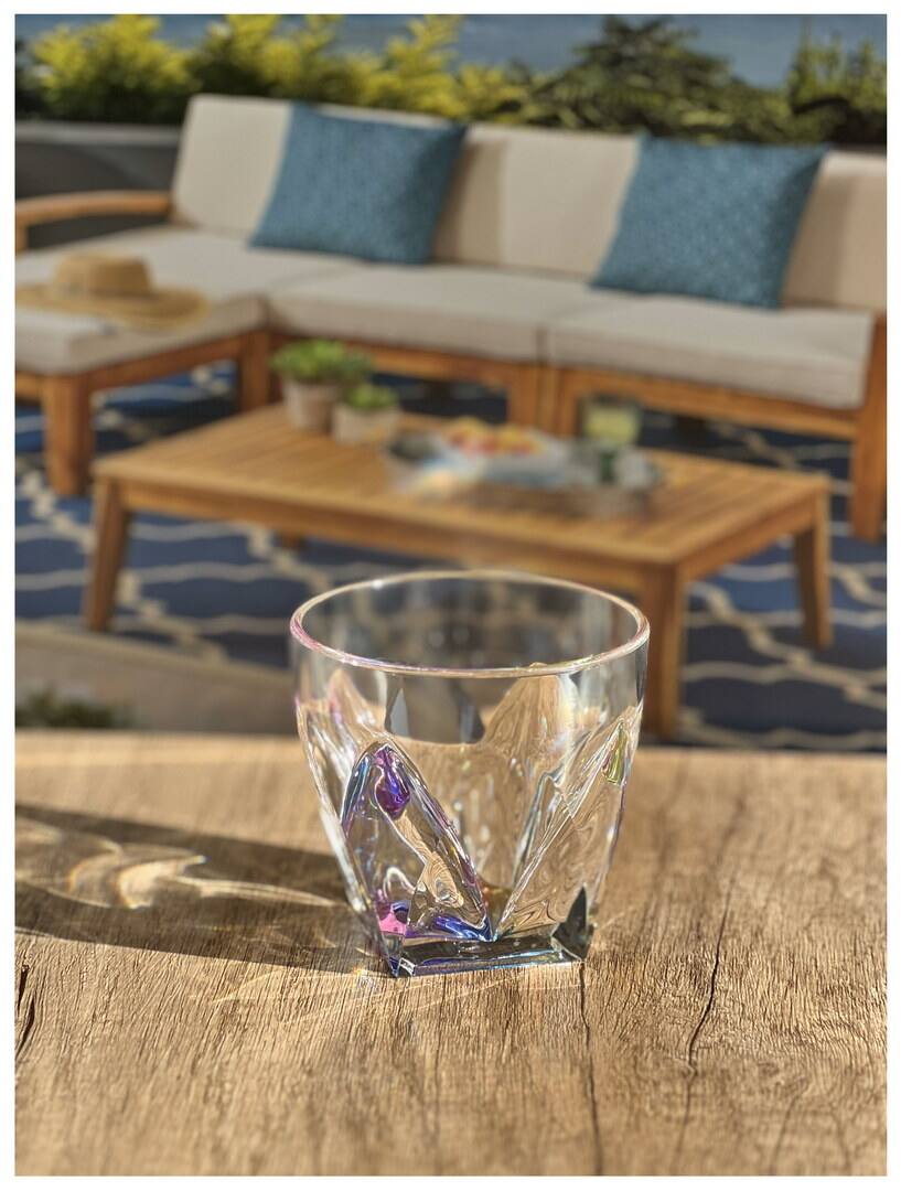 APRILSOUL Rainbow Diamond Acrylic Glasses Set of 4 DOF Plastic BPA Free ...