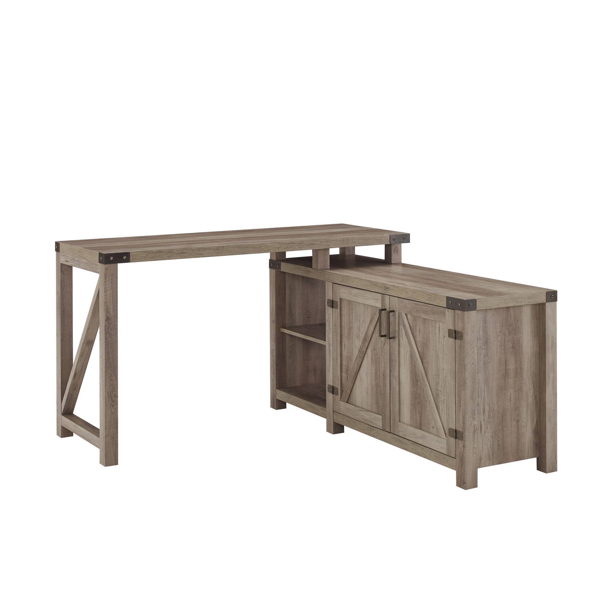 Walker Edison Modern Farmhouse L Shaped Adjustable Desk Grey Wash BBDHO52CDGW Best Buy