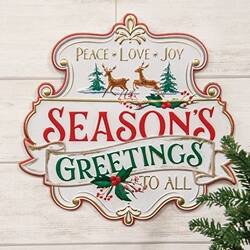BreeBe Distressed Metal Season's Greetings to All Metal Sign Multicolor ...