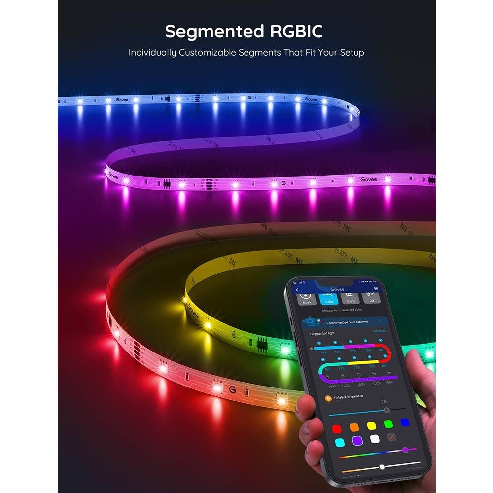 PARKER SLATER RGBIC LED Strip Lights 16.4ft, Smart Bluetooth APP ...