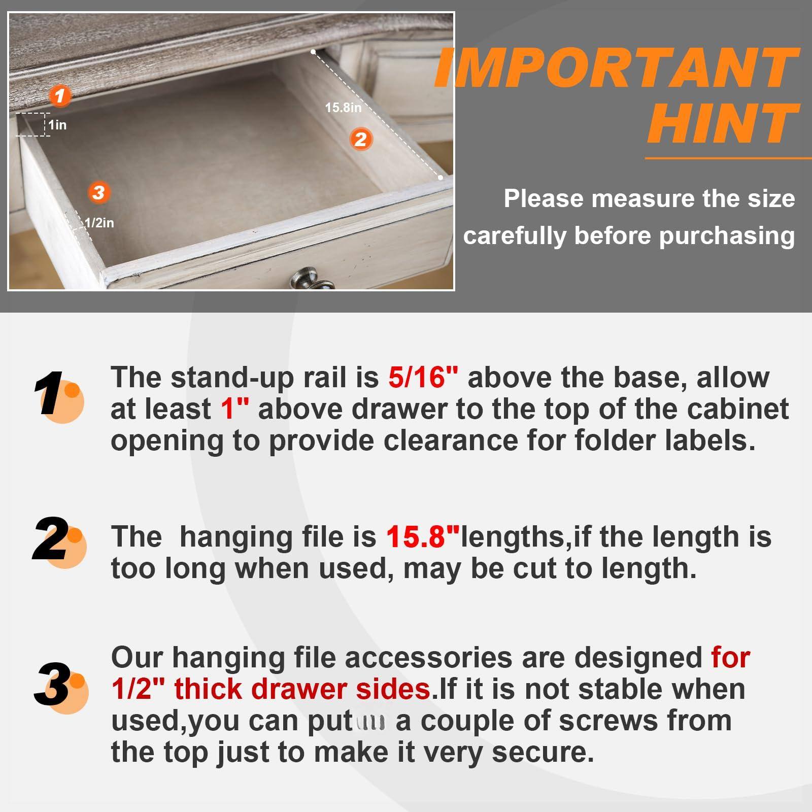 Dapper Styles 6 File Cabinet Rails Pvc Hanging Document For Drawer ...