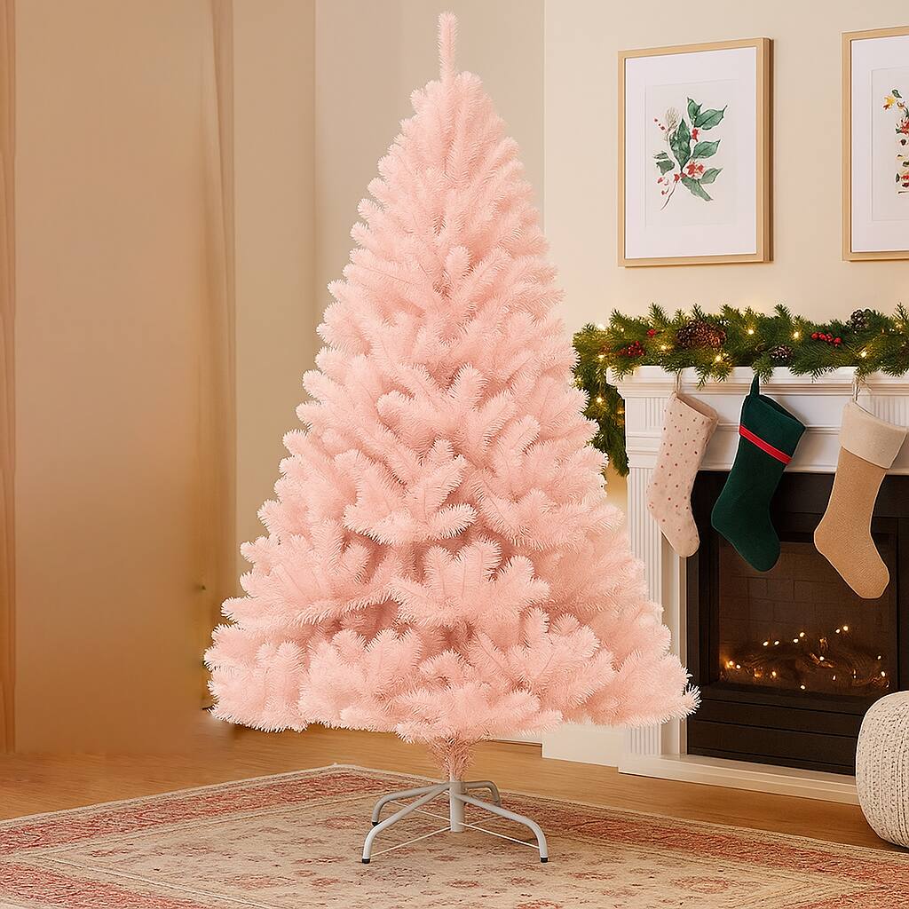 BreeBe Lush Hinged Artificial Fir Tree – 6ft 7ft Full Christmas Tree ...