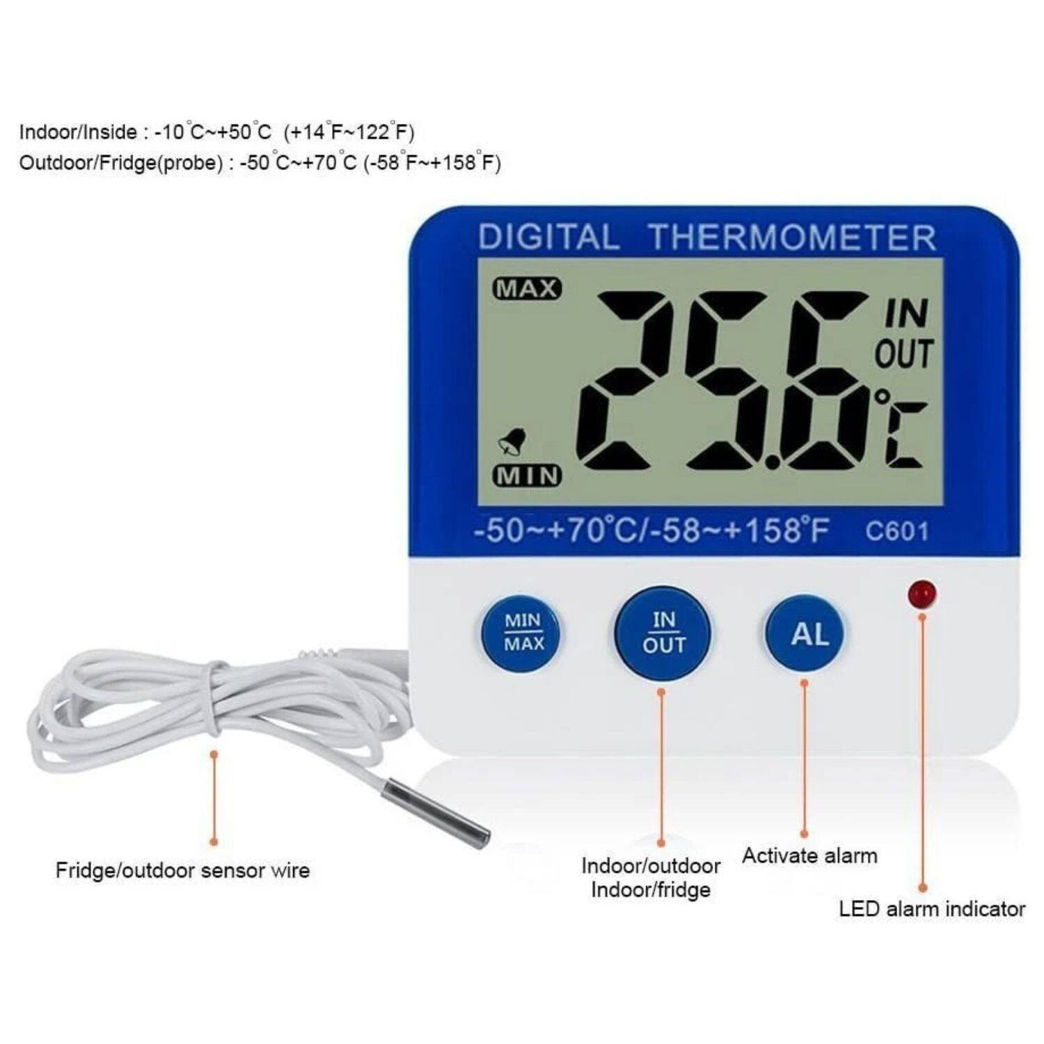 Stock Preferred 4x Home LED In/Out Digital Thermometers Blue TH-818 - Best Buy