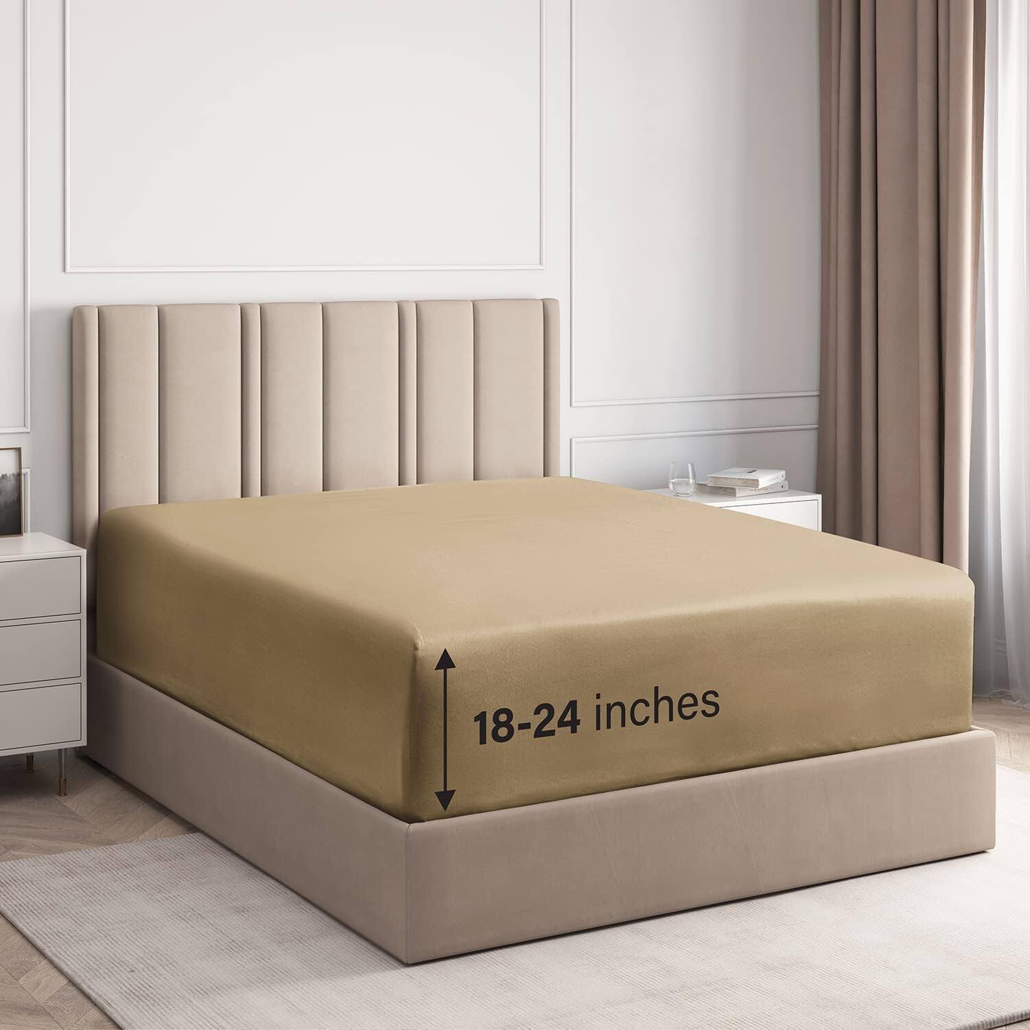 CGK Linens 100% Cotton 400 TC Fitted Sheet Only Extra Deep Pocket for ...