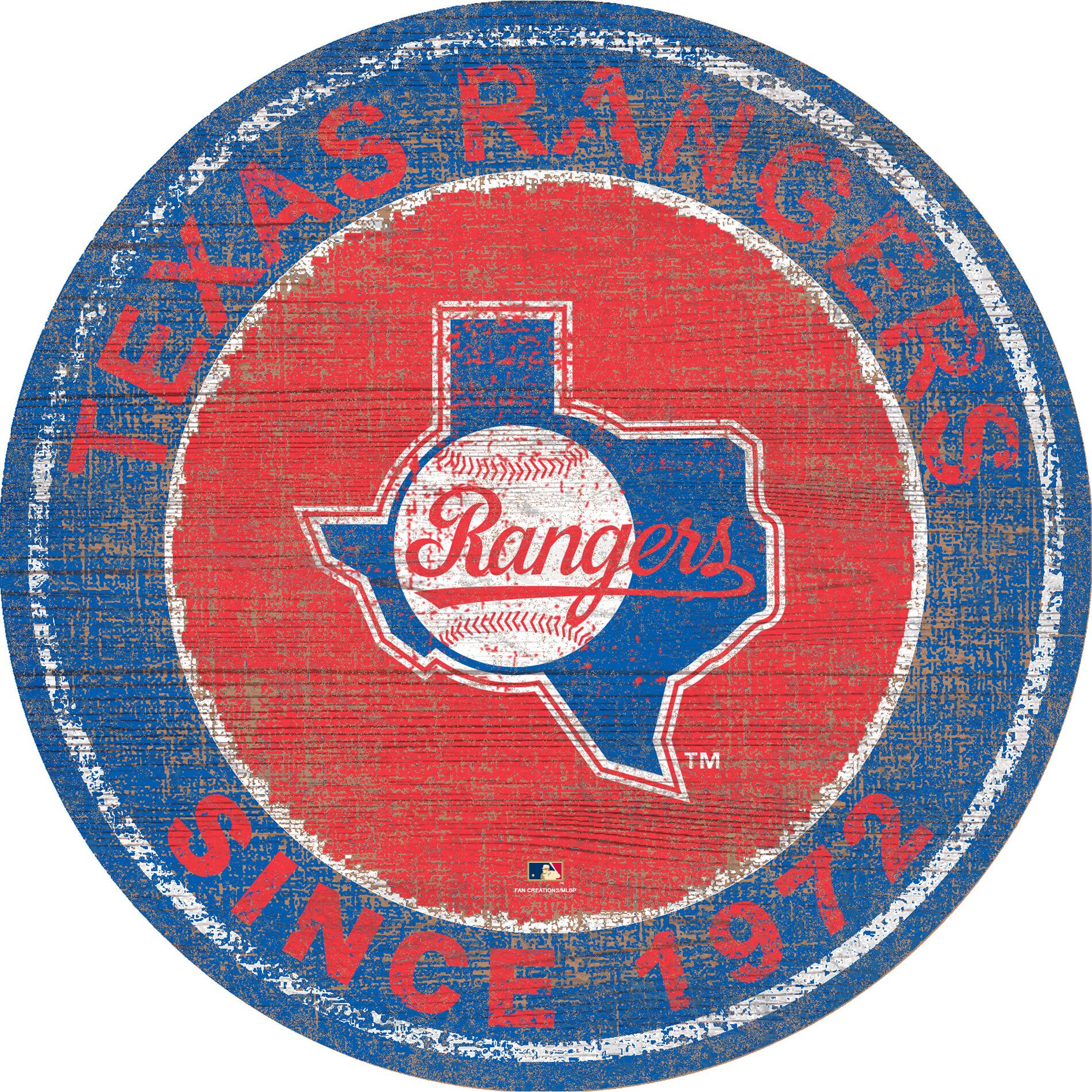Fan Creations Texas Rangers 24'' Round Heritage Logo Sign Multicolor ...