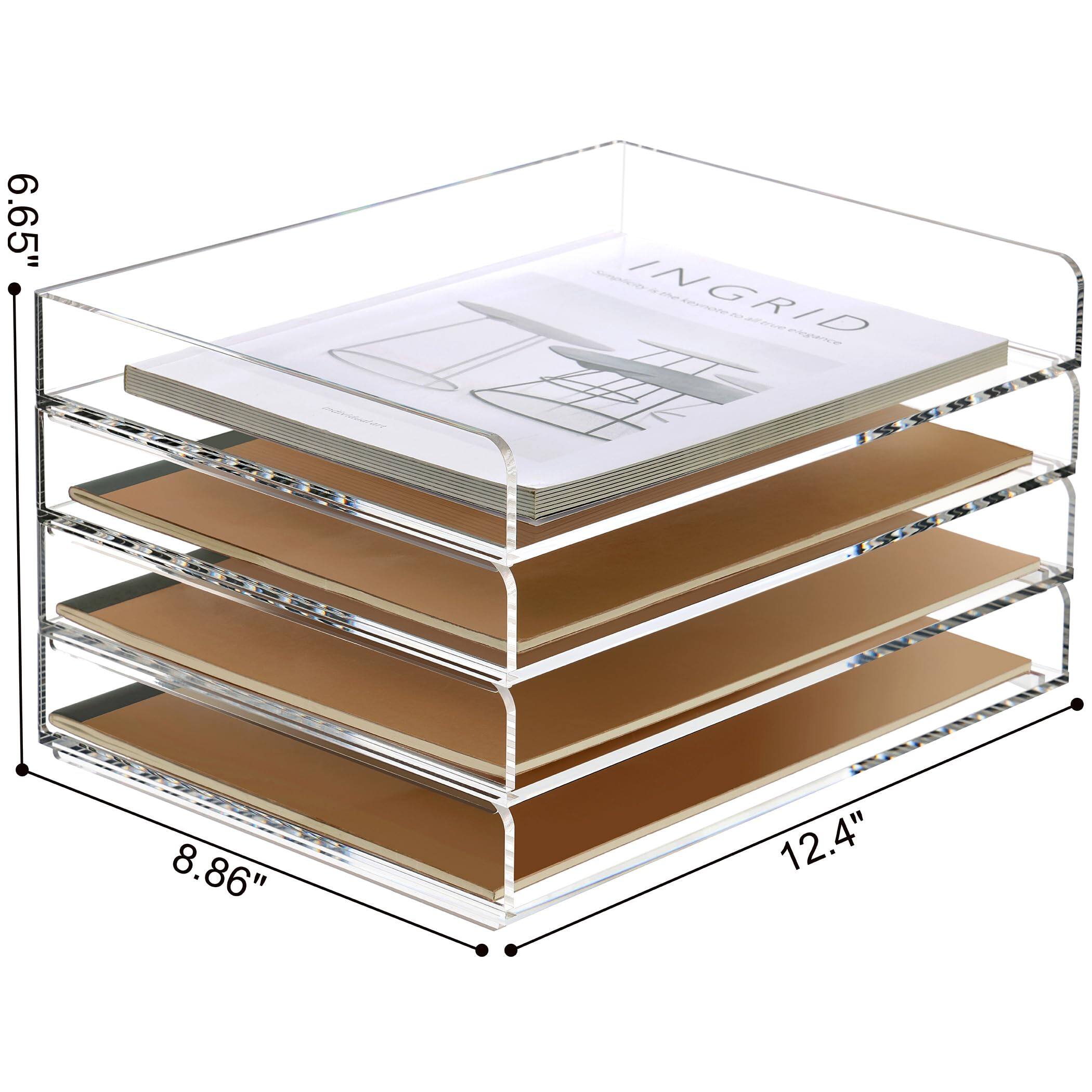 Paradigms Interiors 4 Tier Clear Desk Paper Letter Organizer Trays A4 ...