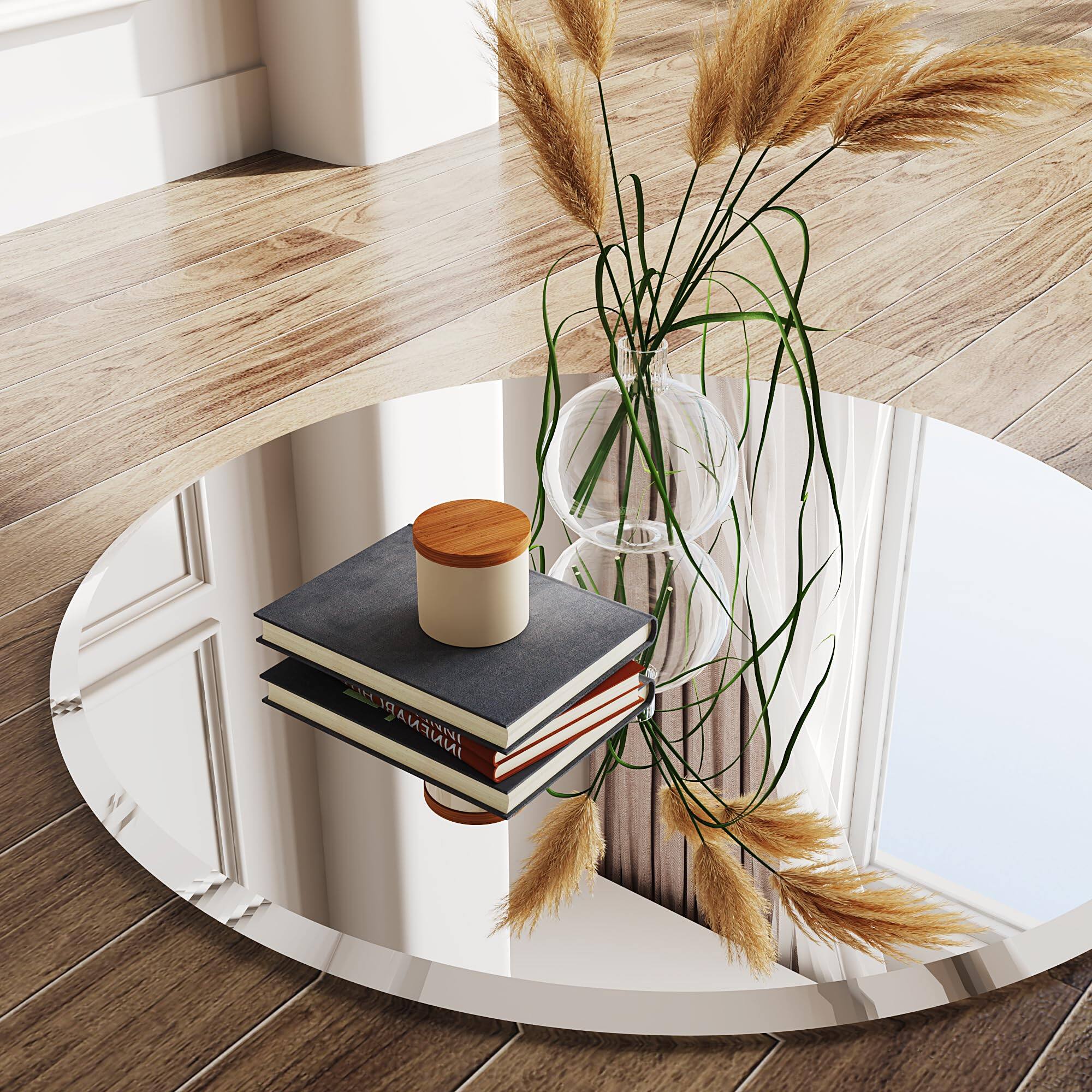 Earthley Blooms Circle Mirror Round Bathroom Frameless Mirrors Wall ...