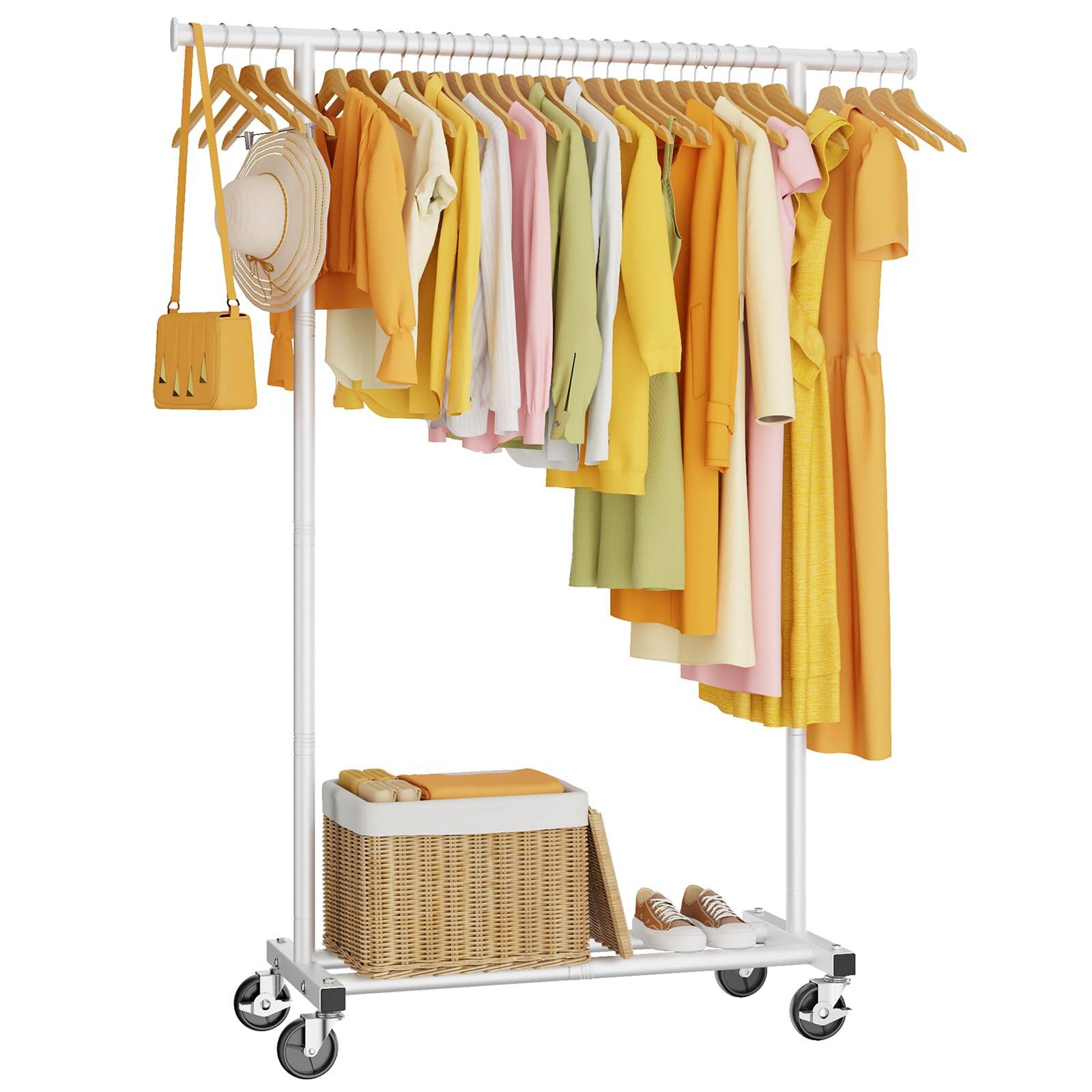 Cedar Assembly Clothes Rack Clothing For Hanging Rolling Garment Sturdy ...