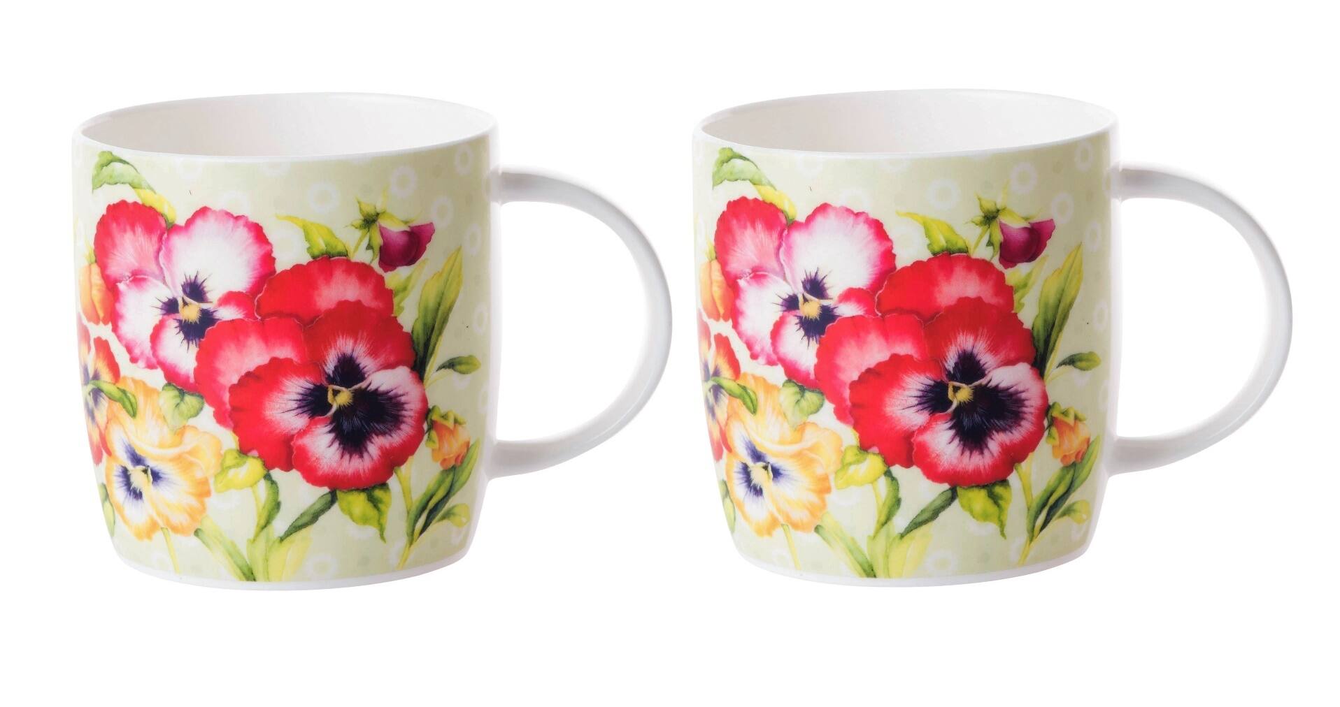 Jiallo Roy Kirkham Sophie Mugs Pansy Garden Set of 6, Bone China ...