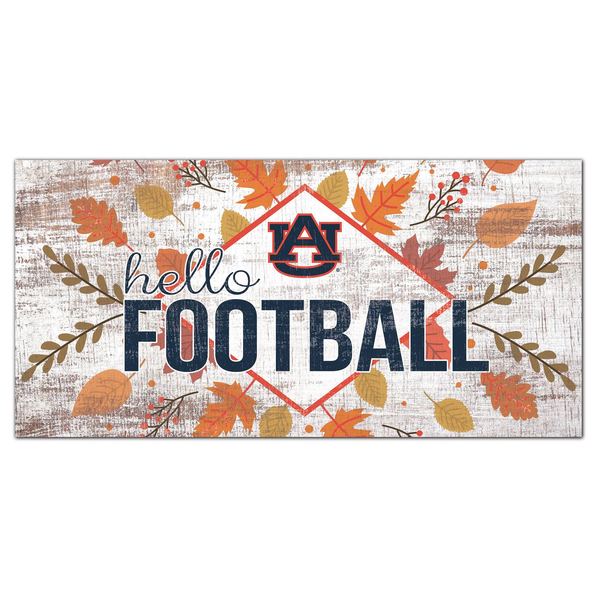 Fan Creations Auburn Tigers 6'' x 12'' Hello Football Wall Art White ...