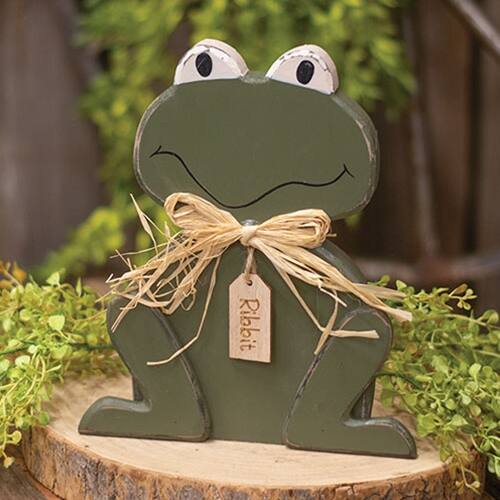 BreeBe Rustic Wood "Ribbit" Frog Sitter Green G38281 - Best Buy