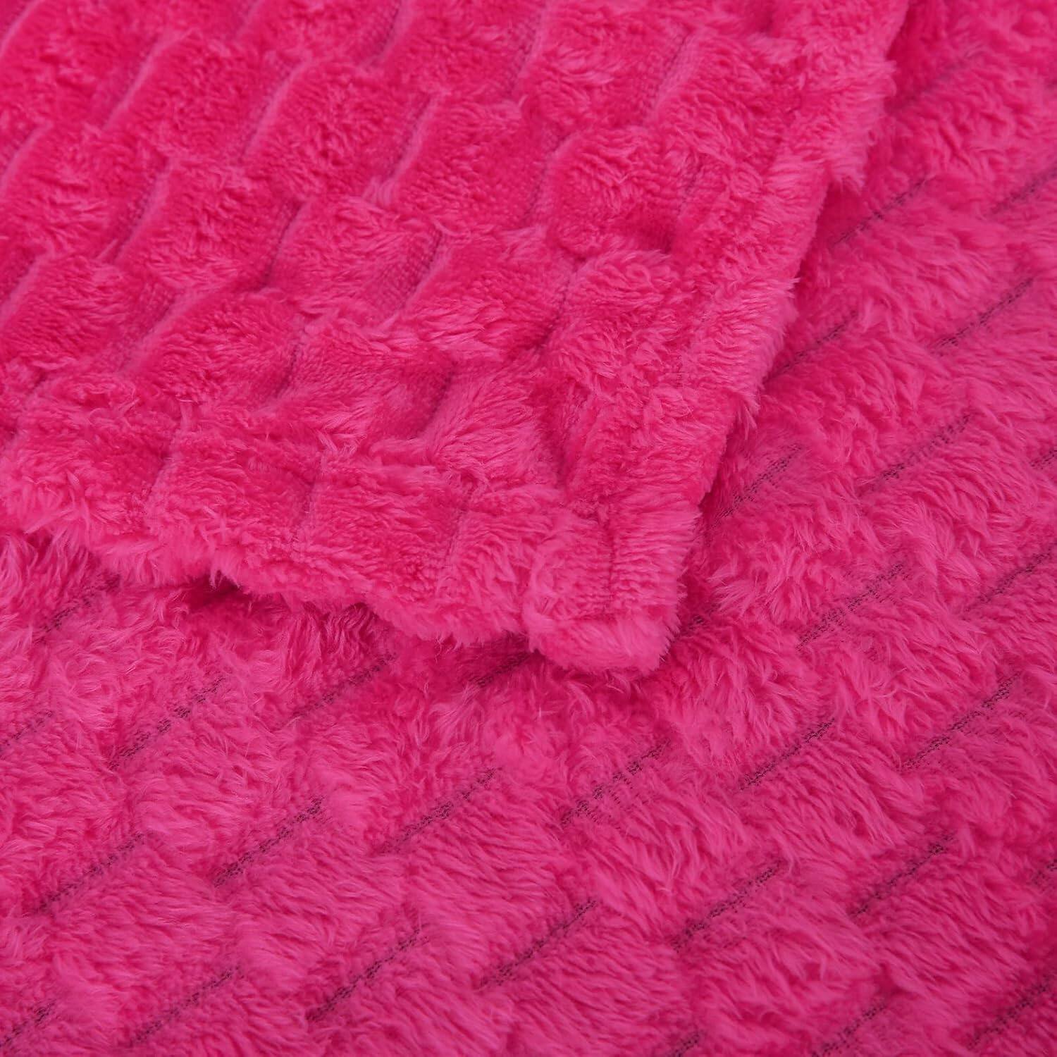 blue Paaaawaters Hot Pink Throw Blanket Gifts for Mom Fuzzy 3D Jacquard ...