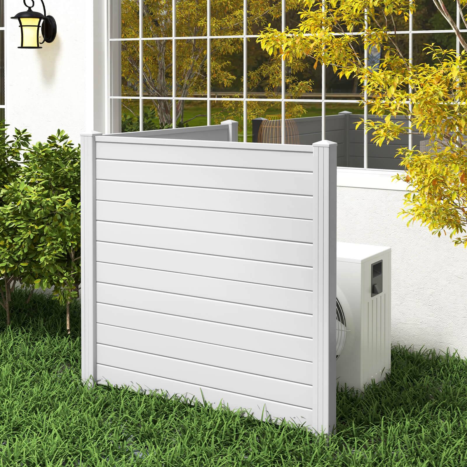 Costway Outdoor 48"L x 48"H PVC Privacy Fence Panels with Metal Ground ...
