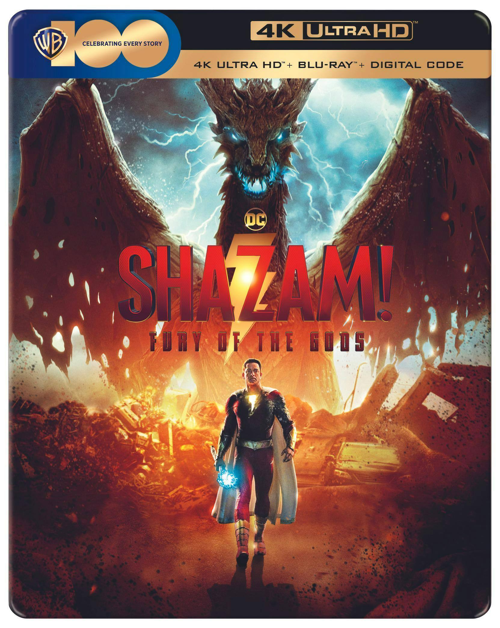 Shazam! Fury of the Gods (Limited Edition Steelbook 4K Ultra HD + Blu ray + Digital) [UHD ...