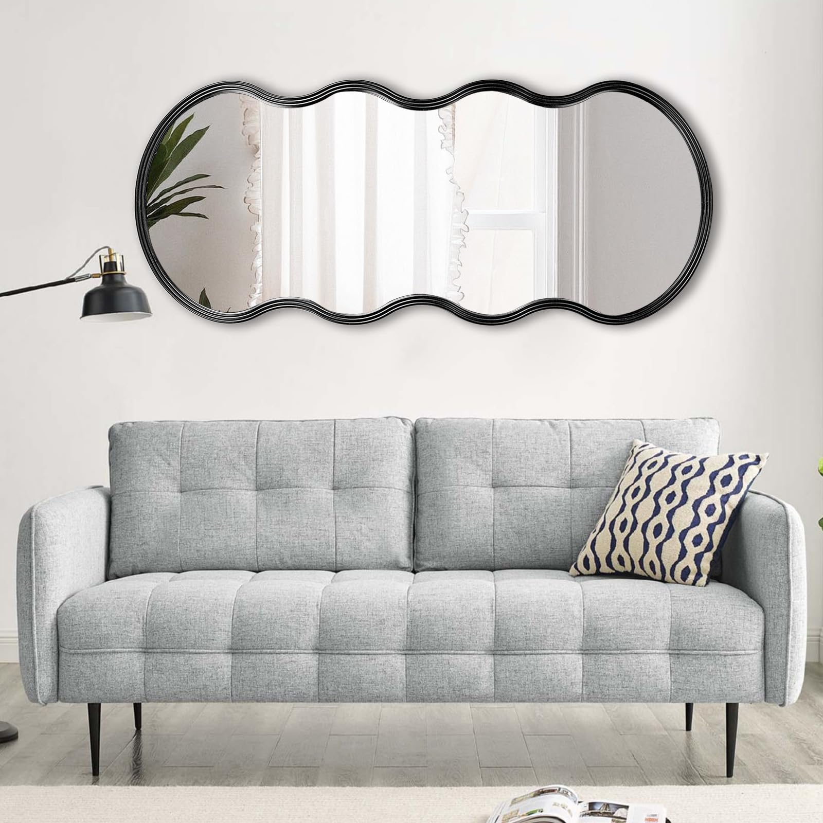 Comfort Essence 20"x48" Full Length Mirror Oval Wavy Chic Dressing ...