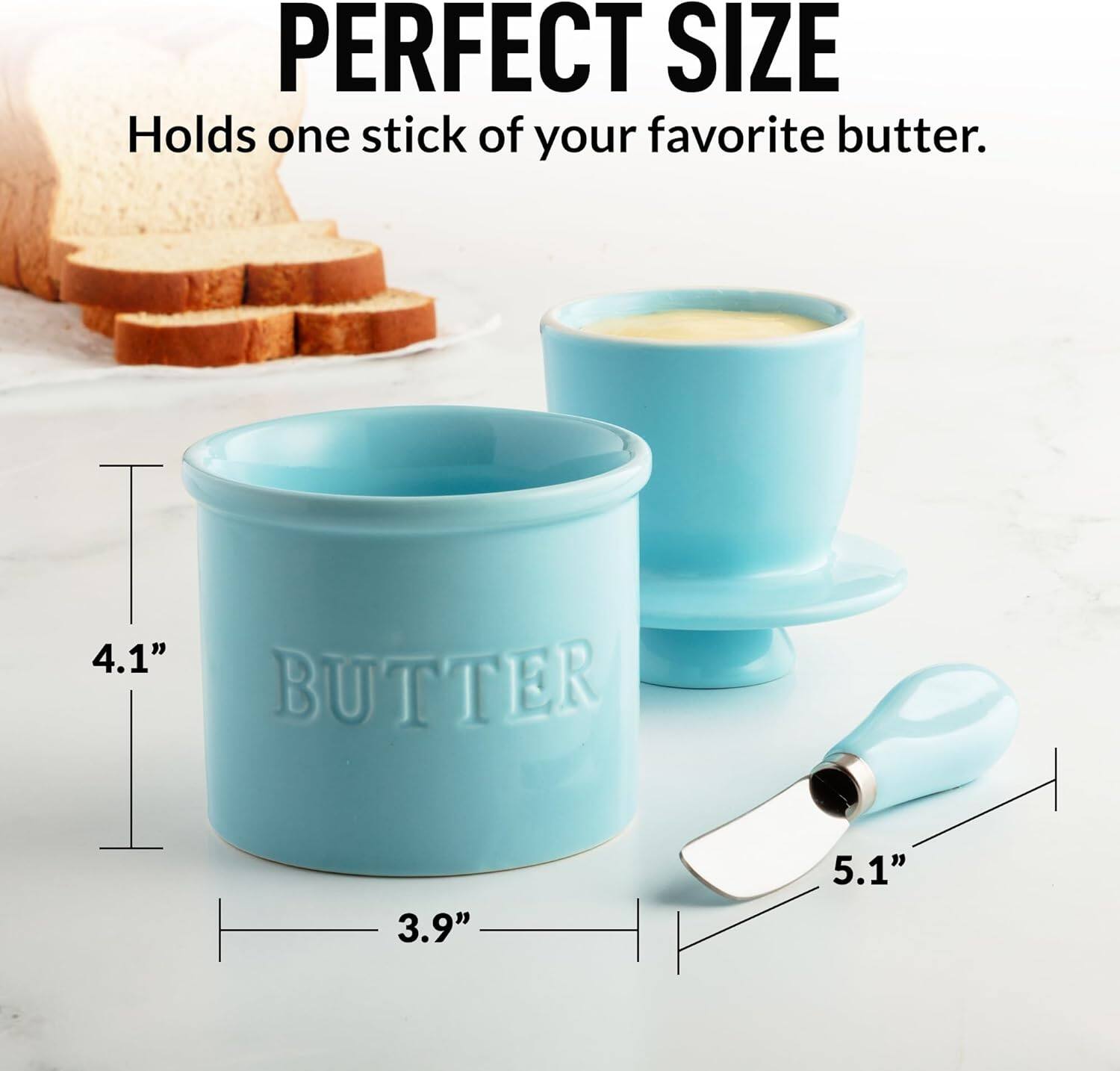 Zulay Kitchen Porcelain Butter Crock With Lid & Knife Authentic French ...