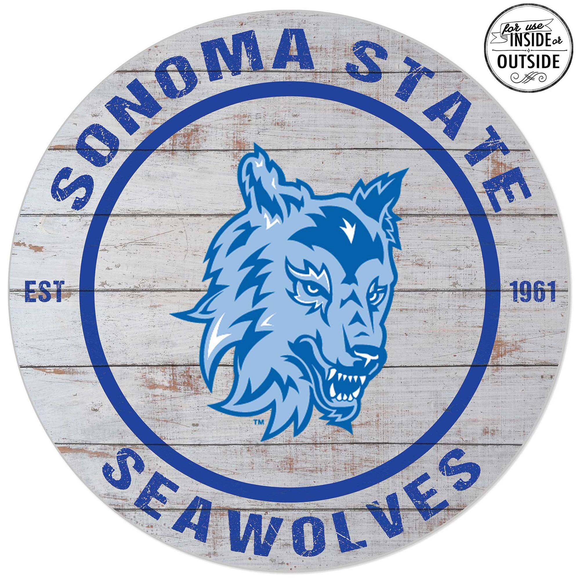 Jardine Sonoma State Seawolves 20'' x 20'' Indoor/Outdoor Weathered Circle Sign White 5243250 ...