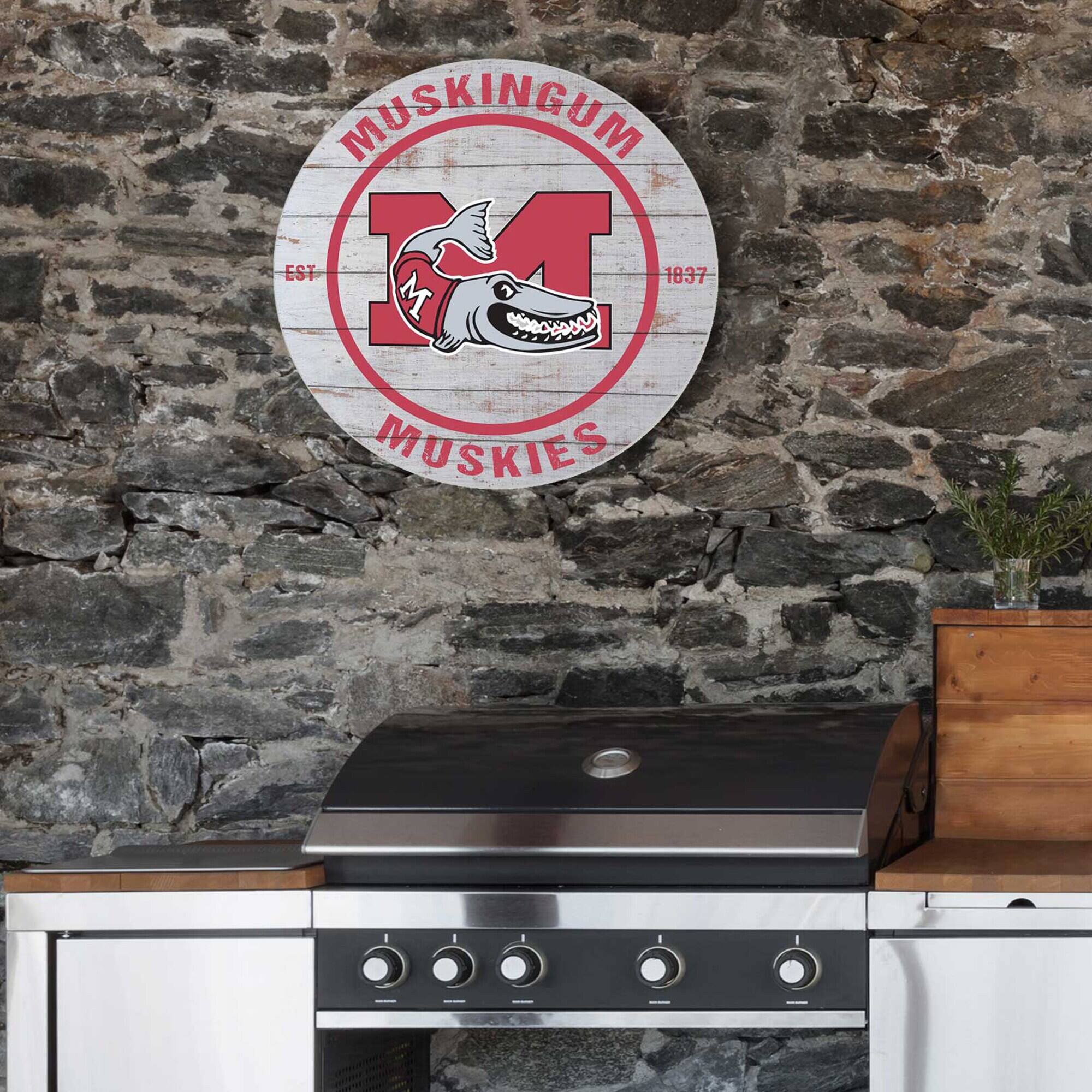 Jardine Muskingum Muskies 20'' x 20'' Indoor/Outdoor Weathered Circle ...