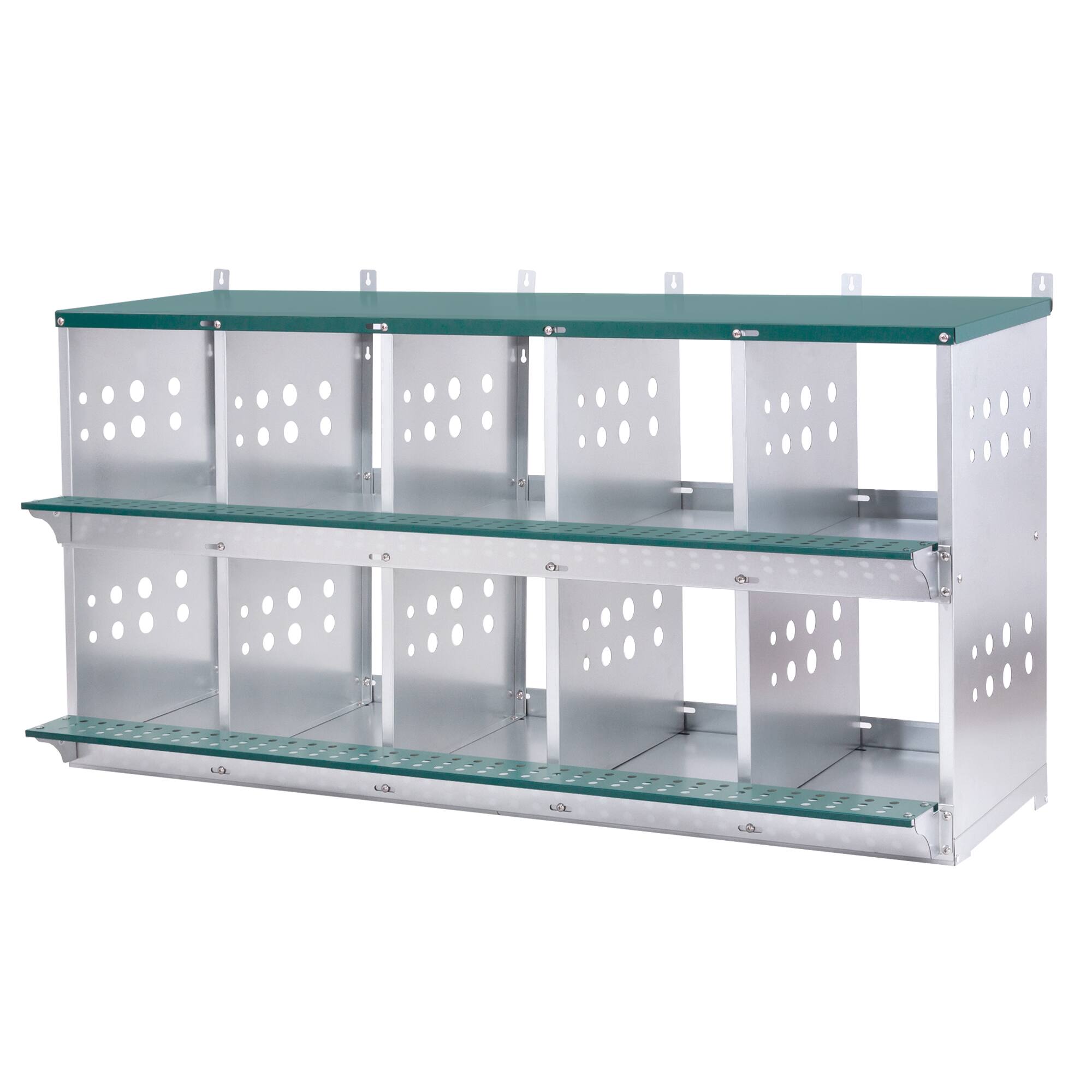 TinyHomie 10 Bay Metal Nest Box Wall Mount Vented Galvanized Steel for ...