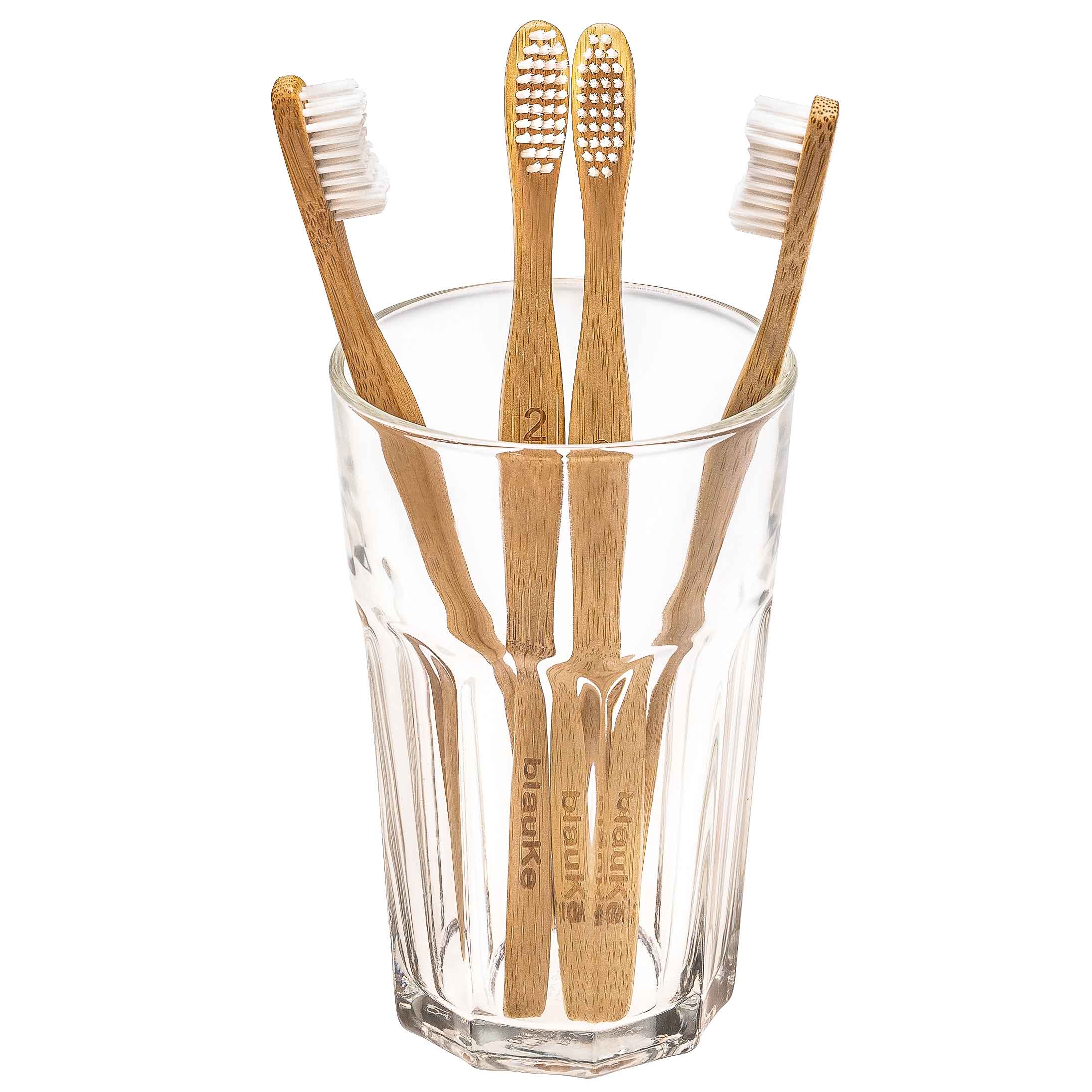BlauKe Bamboo Toothbrush Set 4 Pack Bamboo Toothbrushes with Medium ...