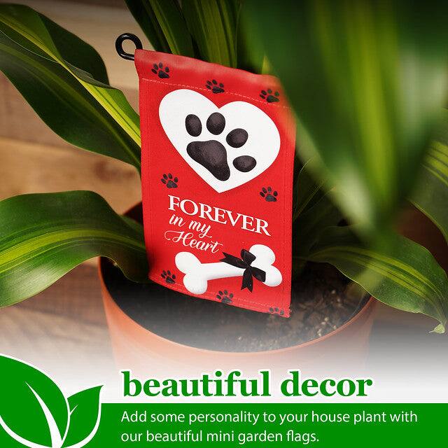 G128 Garden Flag & Stand — Forever in My Heart Pawprint Dog Memorial, 4 ...