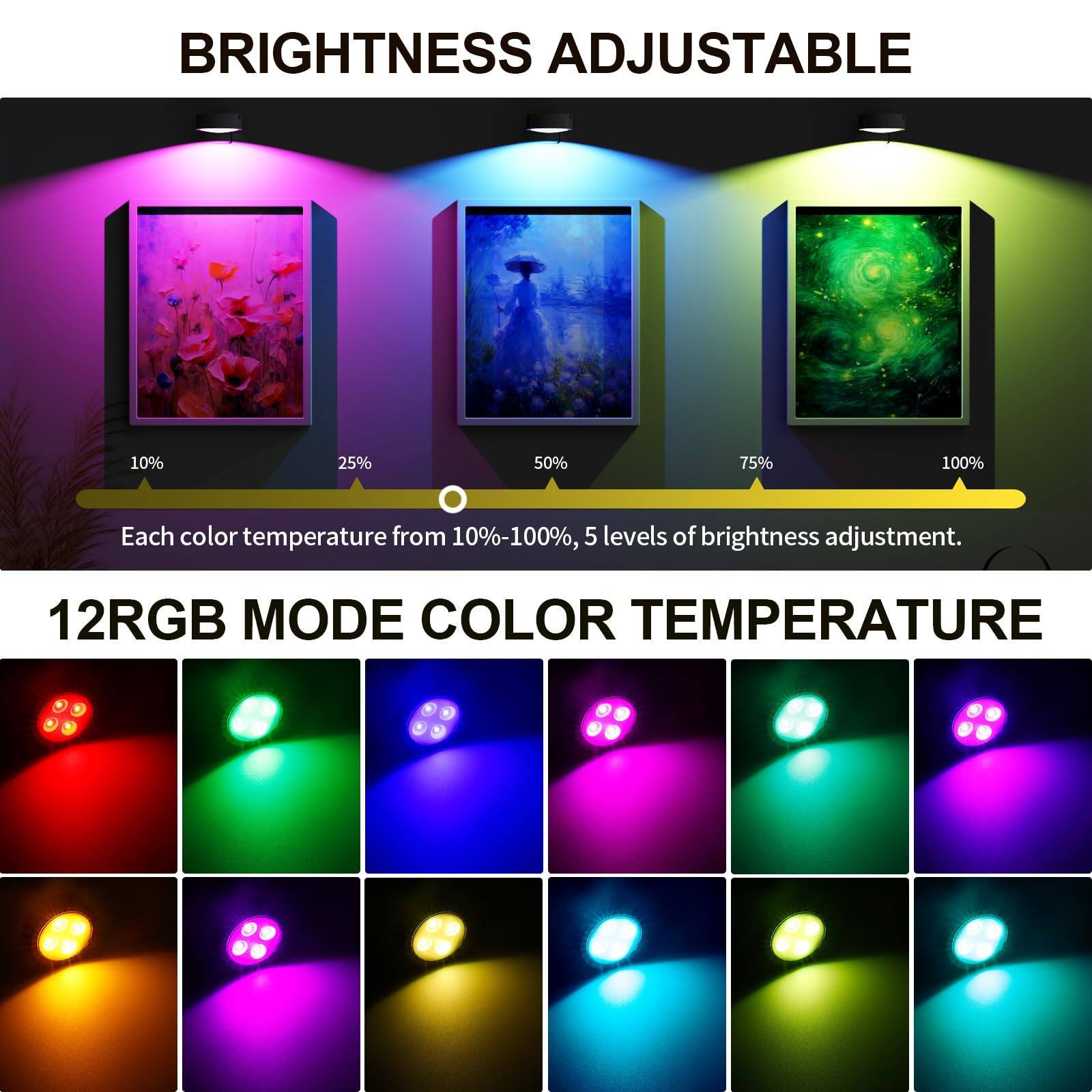 Empire DigiLabs Picture Lights For Wall 13 Rgb Color Rechargeable ...