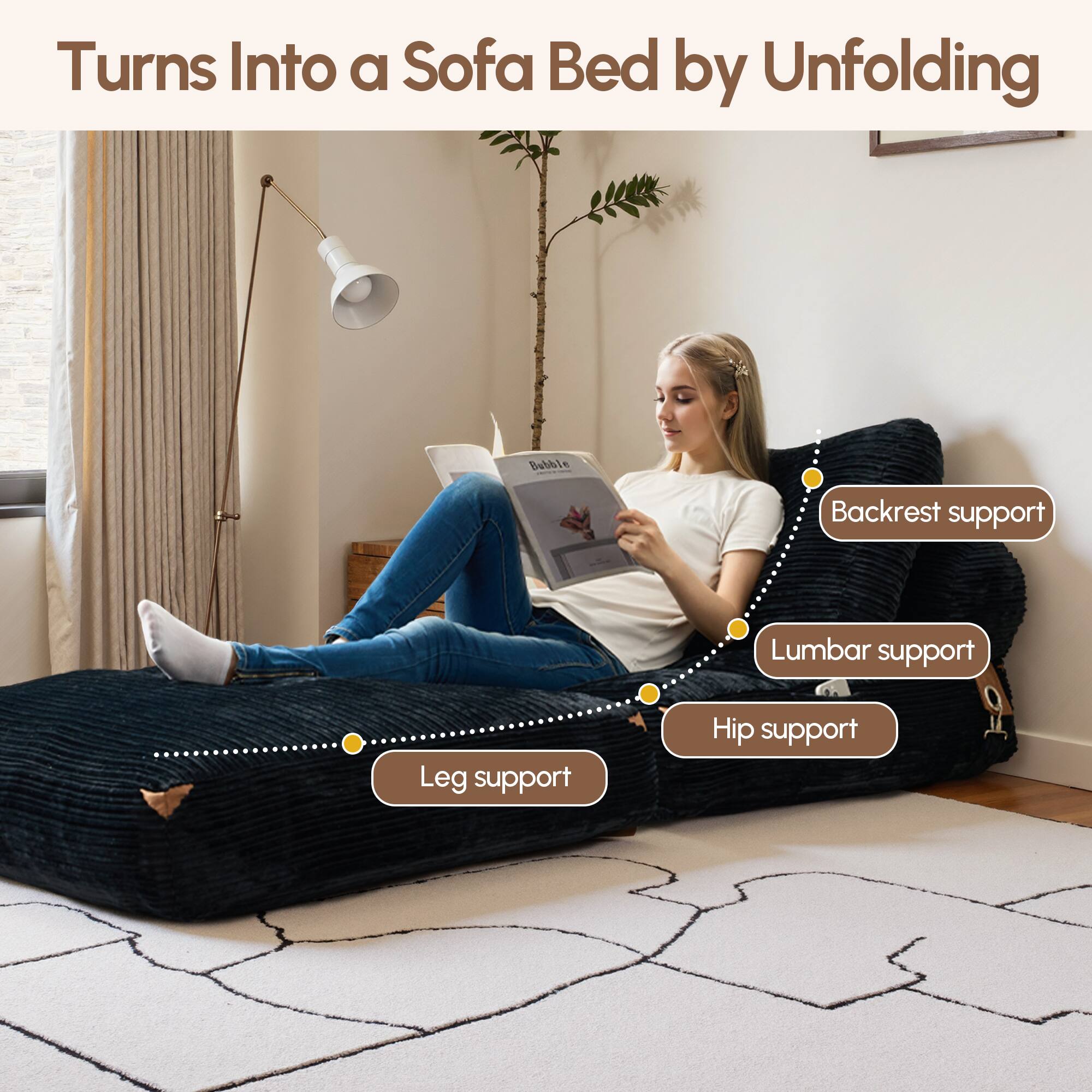 Ovios Folding Sofa Bed, Convertible Sleeper Chair with Pillow Foldable ...