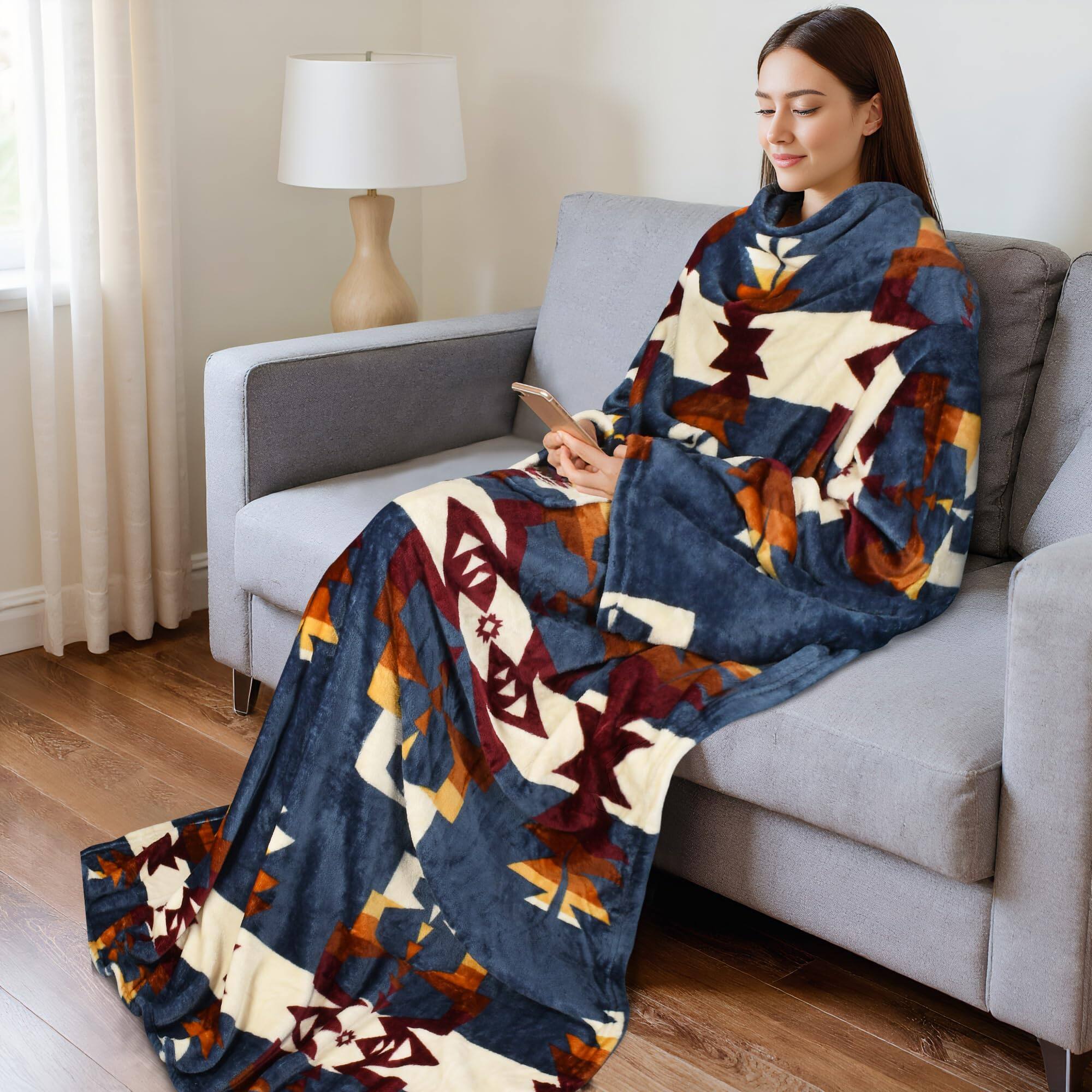 Pacoar Cade Wearable Blanket With Sleeves And Pocket Soft Comfy Fleece ...