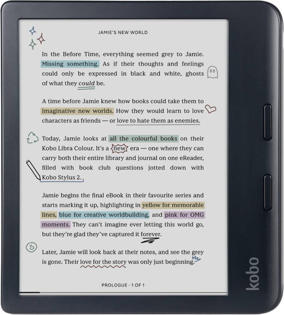 Kobo Libra Colour | eReader | 7" Glare Free Colour E Ink Kaleido 3 ...