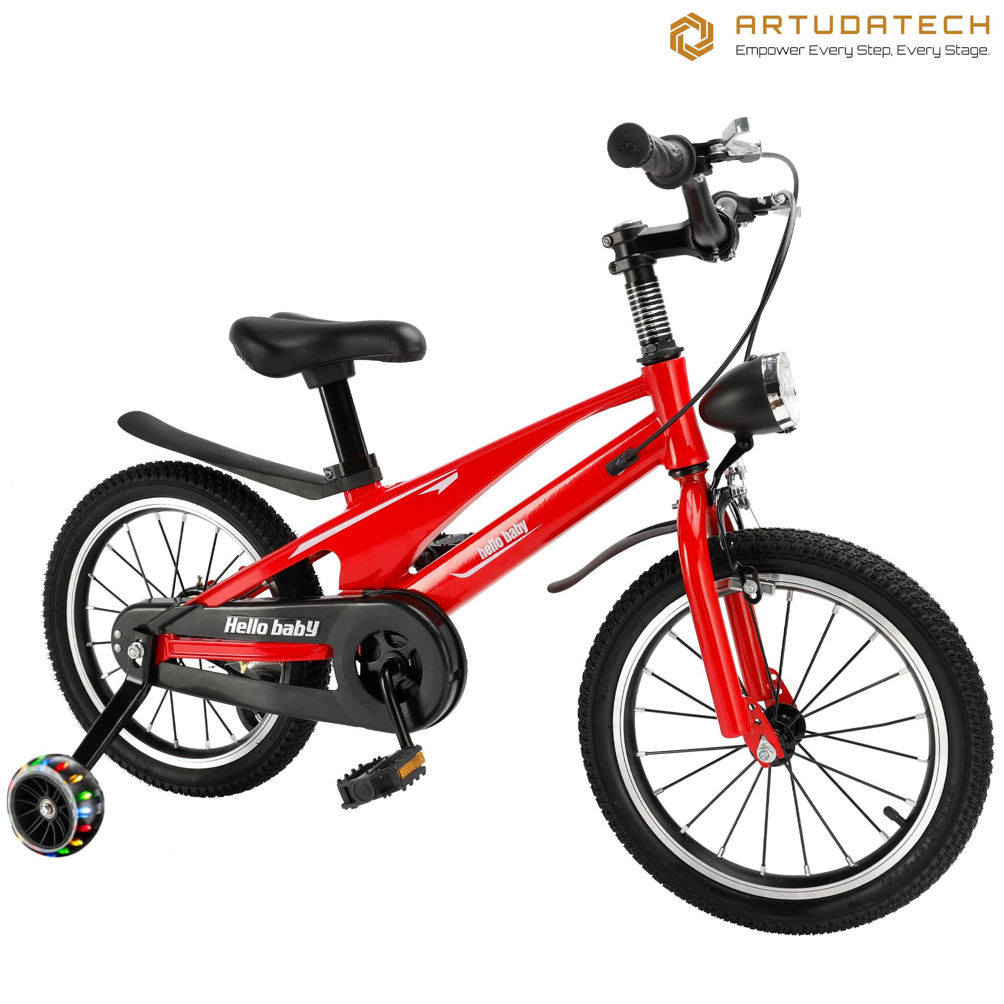Topteng 16 Inch Magnesium Alloy Kids Bike with Basket, Training Wheels & Adjustable Seat for ...