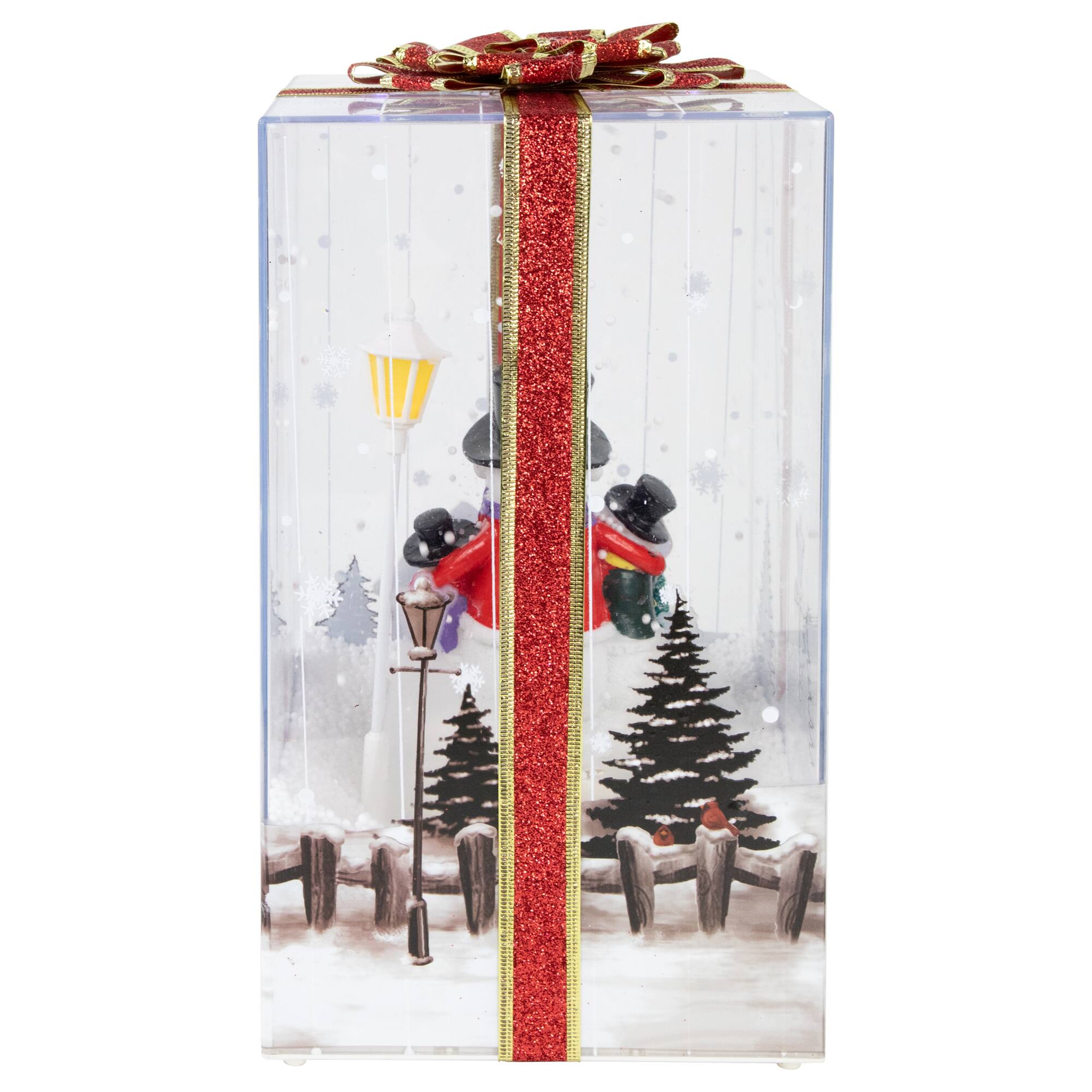 Northlight Lighted and Musical Snowman Family Snowing Gift Box ...