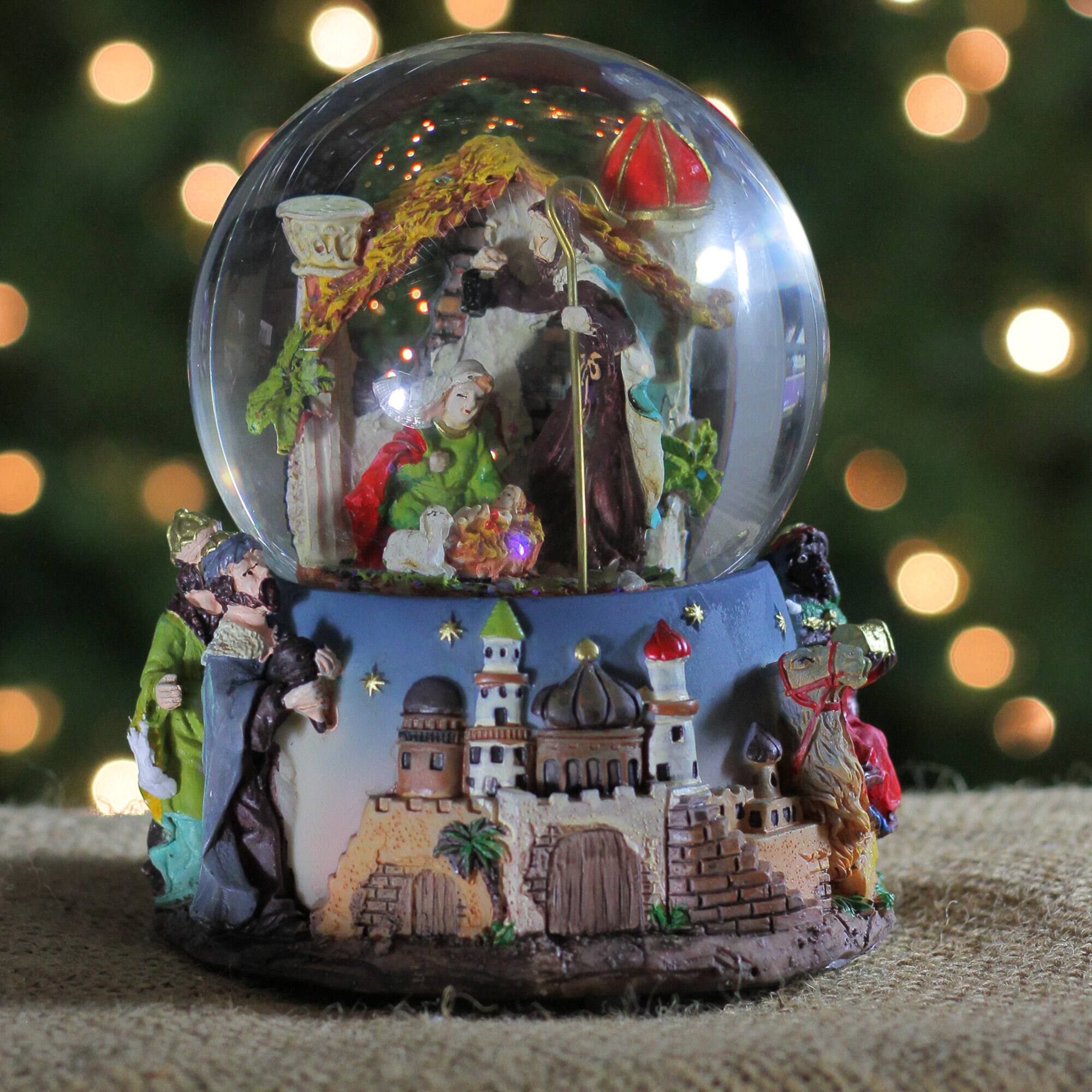 Northlight Nativity Manger Scene Christmas Musical Snow Globe 5.75 ...