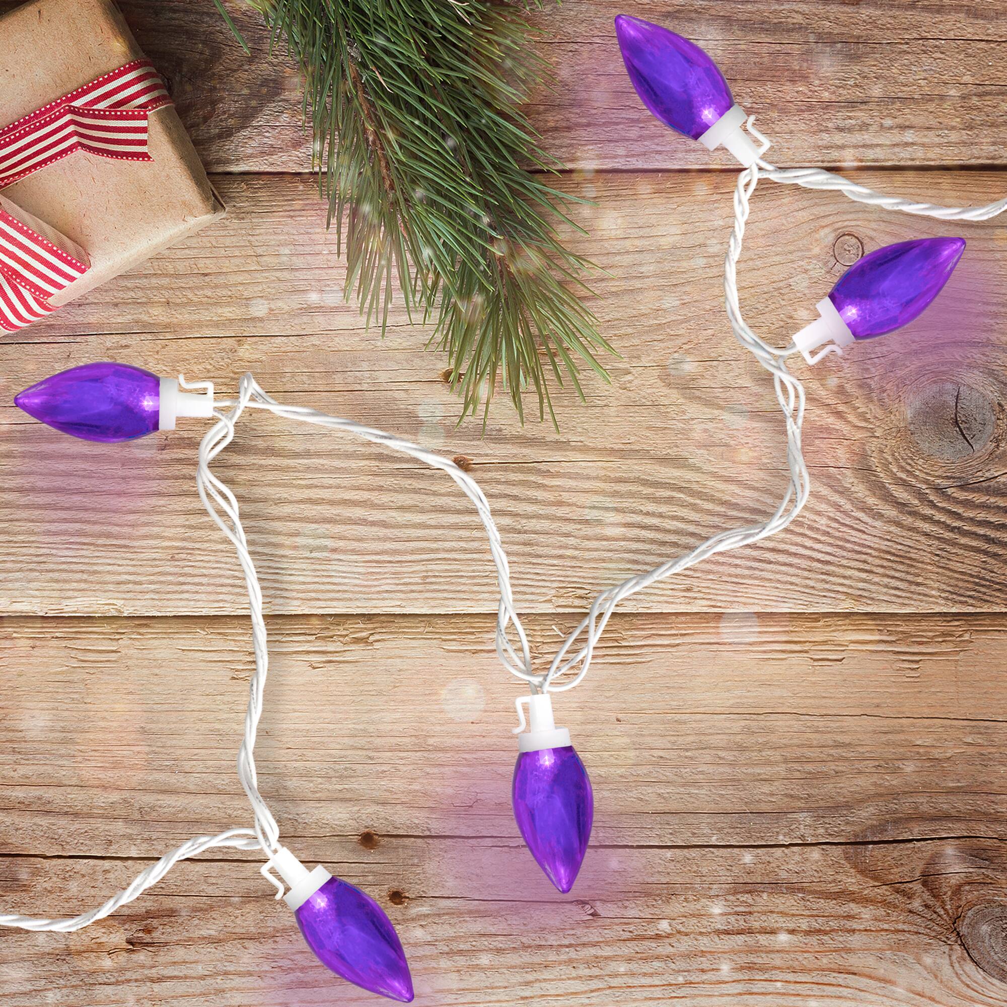 Northlight LED C9 Christmas Lights Purple 16' Wire 25ct White 34619210 ...