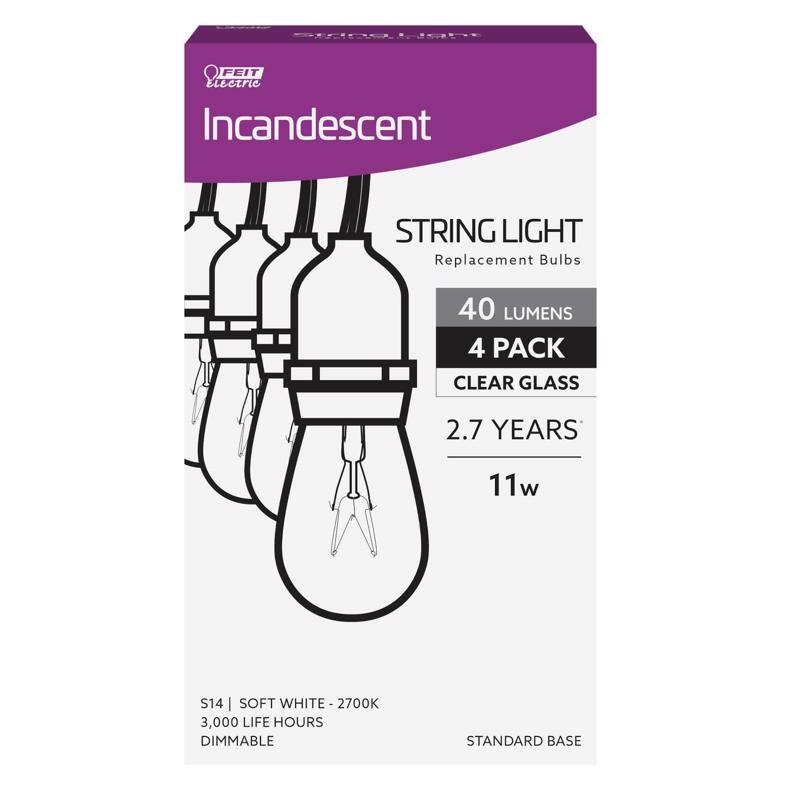FEIT ELECTRIC 11 W S14 Decorative Incandescent Bulb E26 (Medium) Soft White 4 pk EJD3908167 ...