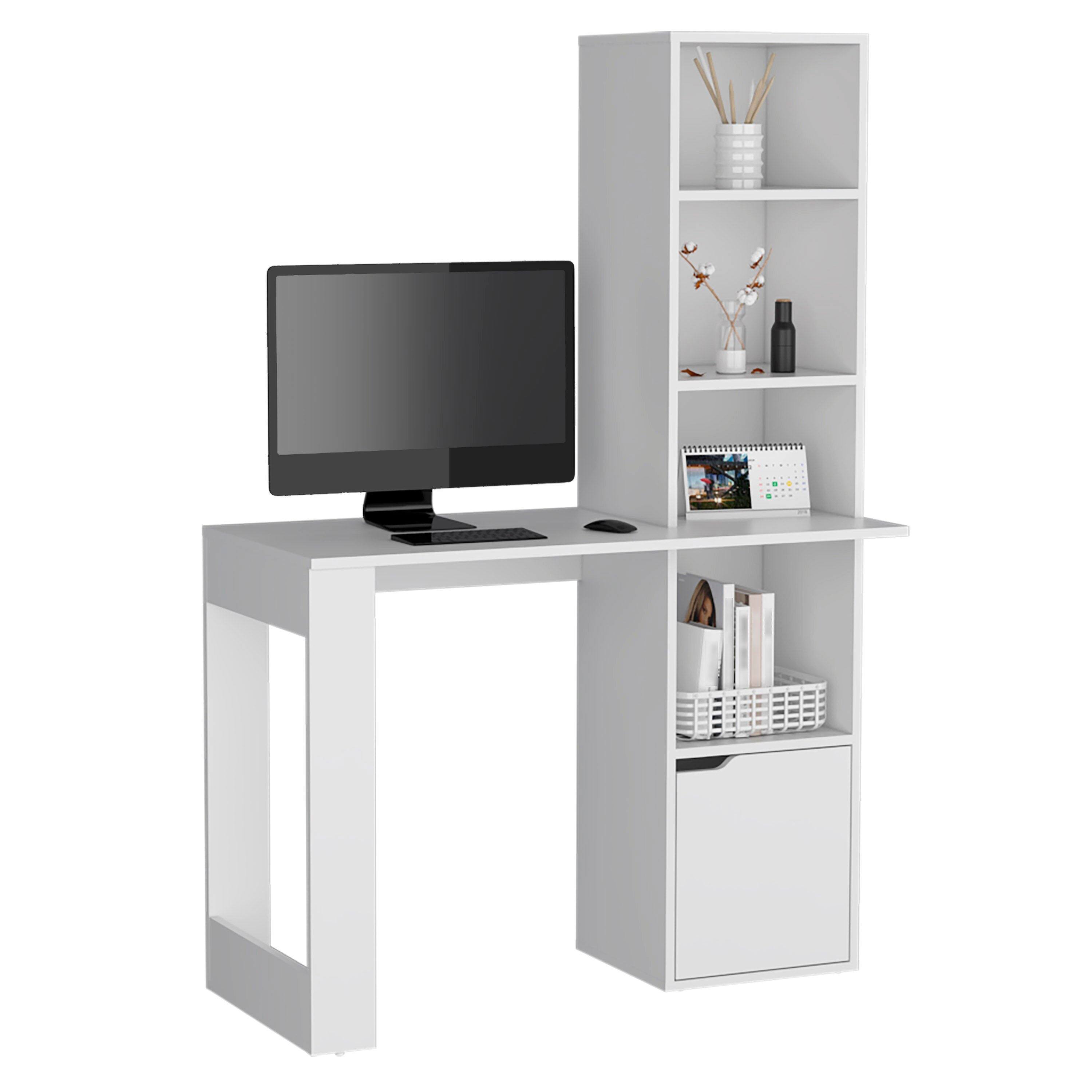 Spaco Writing Office Desk with Bookcase and Cabinet, Tool Free Assembly ...