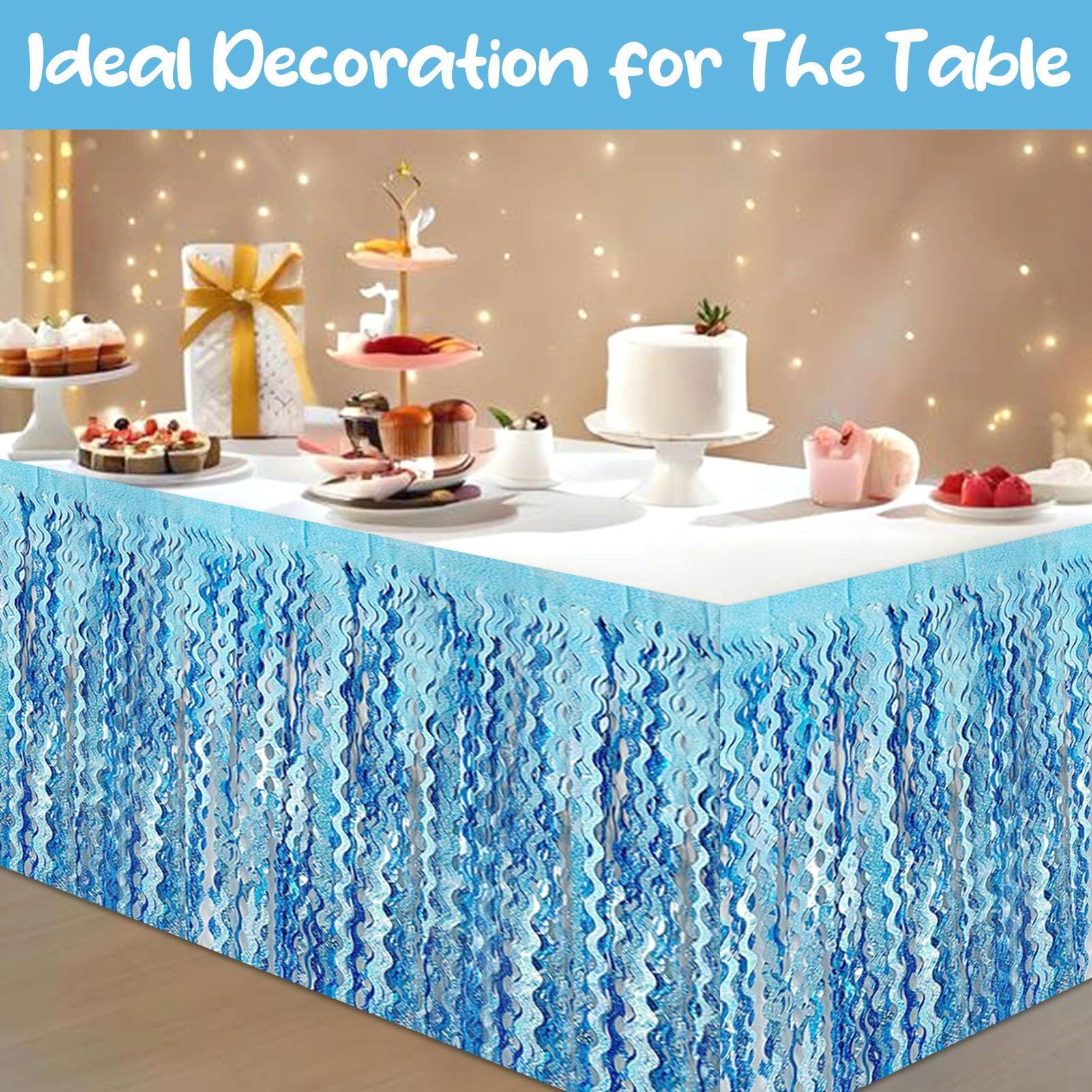 Dapper Styles Inch Light Wave Foil Fringe Table Skirts Metallic Banner ...