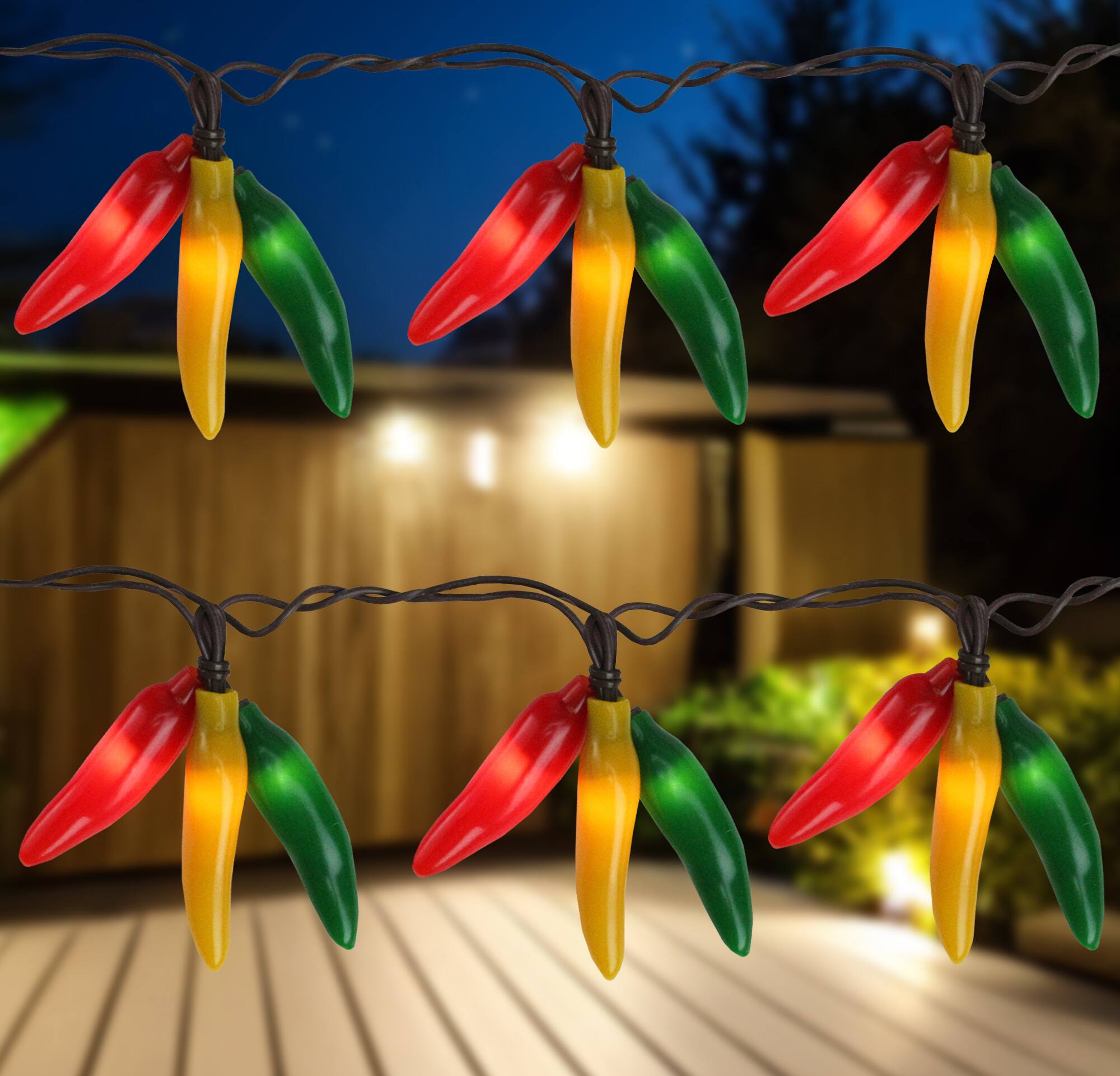 Northlight 36ct Chili Pepper Cluster String Lights 7.5ft Brown Wire ...