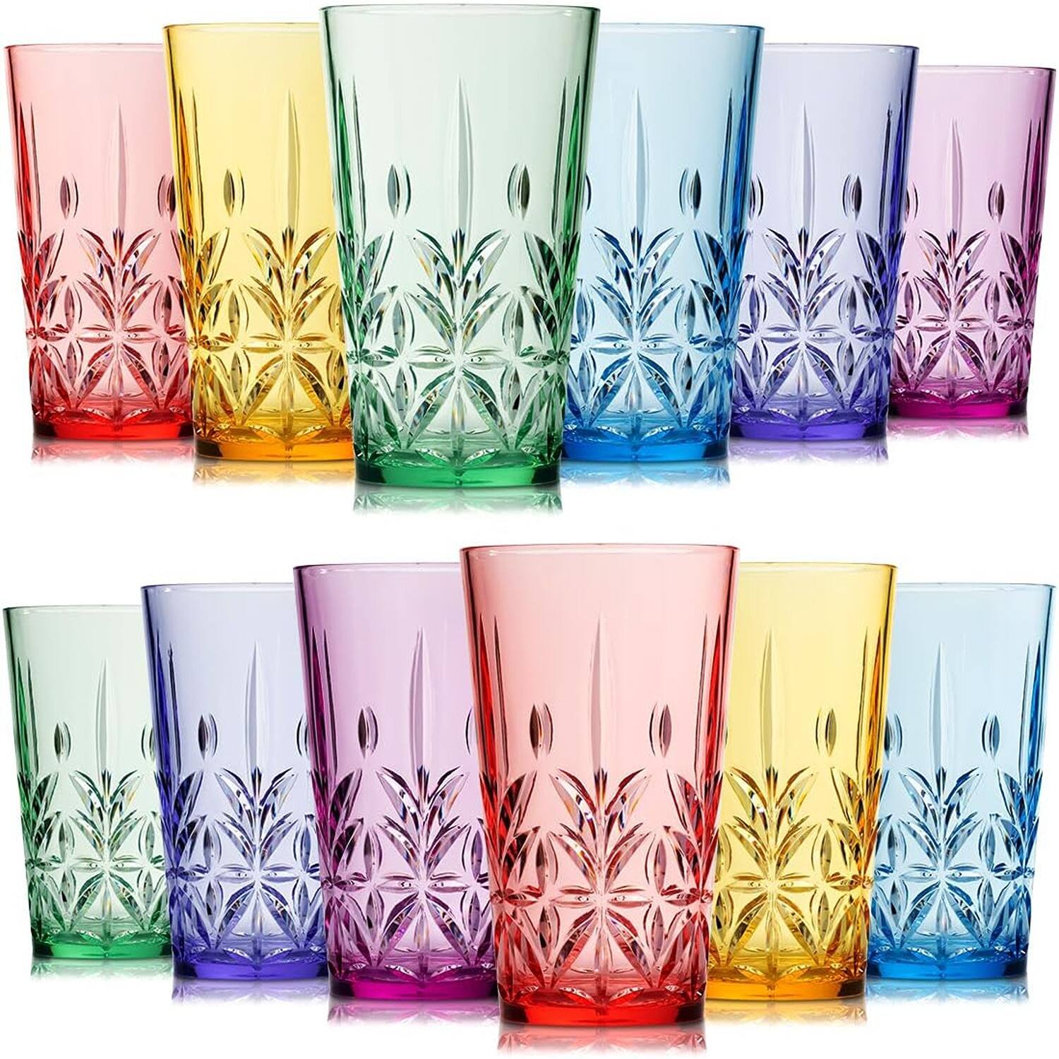 PARKER SLATER - 12-pack 18oz premium plastic tumblers, BPA-free ...