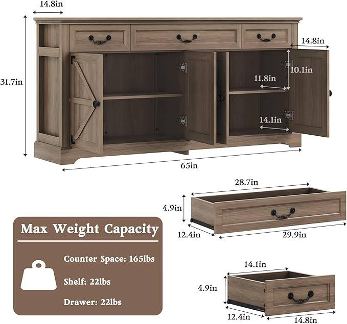 Dyonery sideboard, wooden computer desk with drawers and cabinets ...