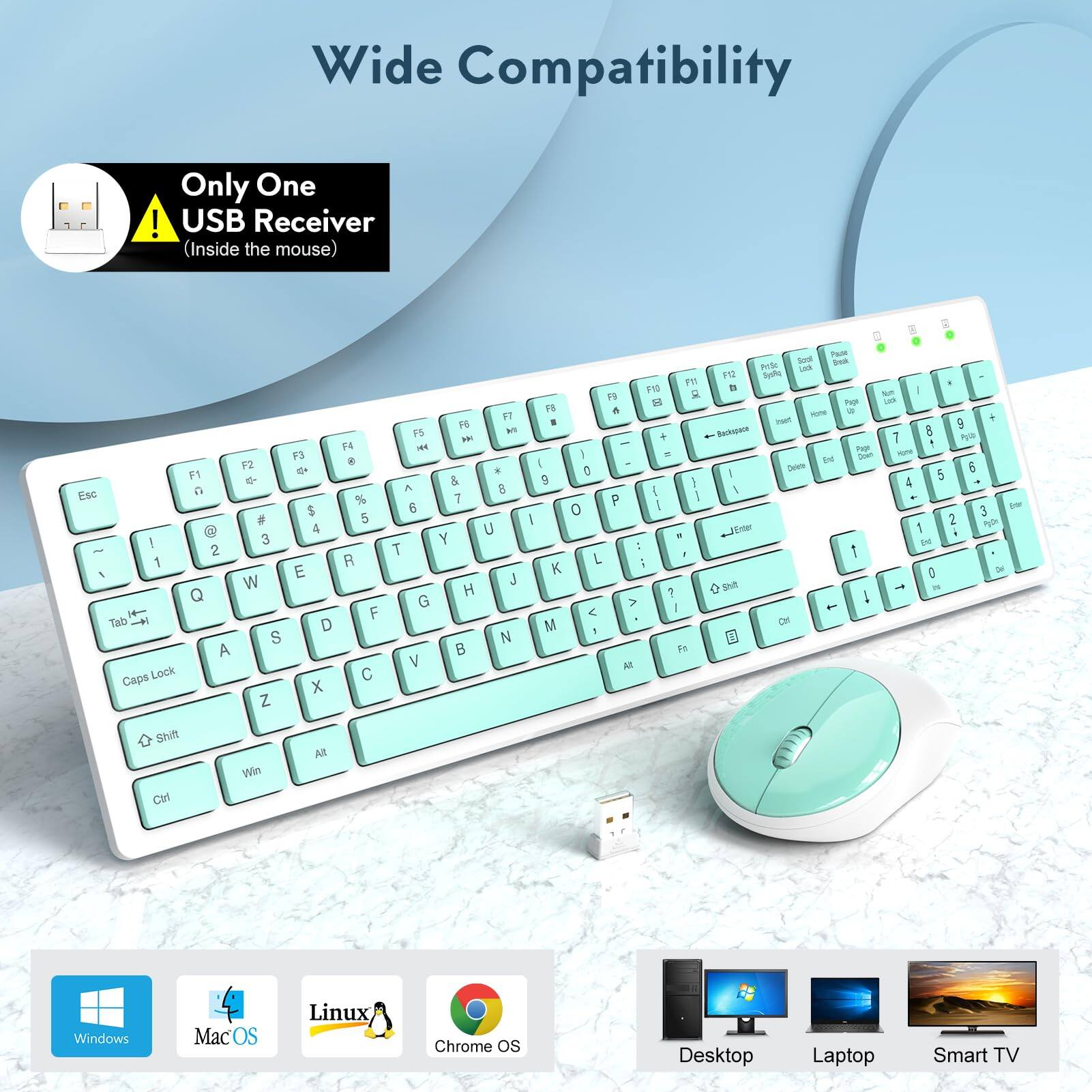 Cedar Assembly Wireless And Mouse Silent 2.4ghz Cordless Full Size Usb ...