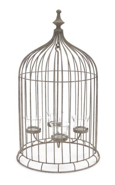 Melrose 23" Rustic Antique Style Bird Cage 4 Tea Light Candle Holder ...